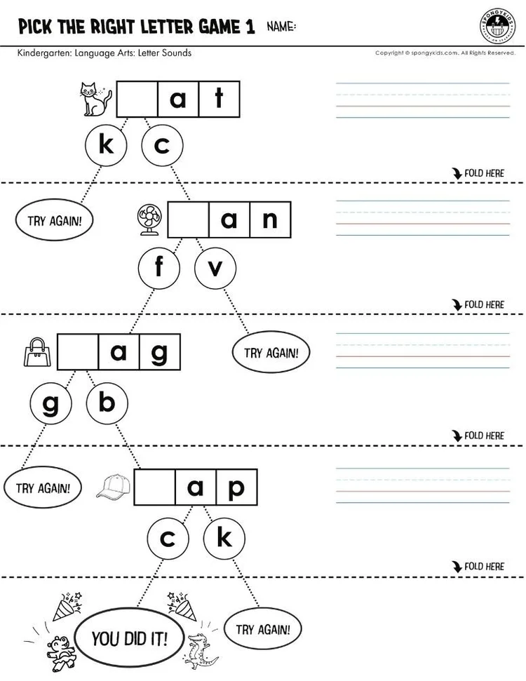 Foldout Game for Learning Consonants and Vowels — SPONGYKIDS