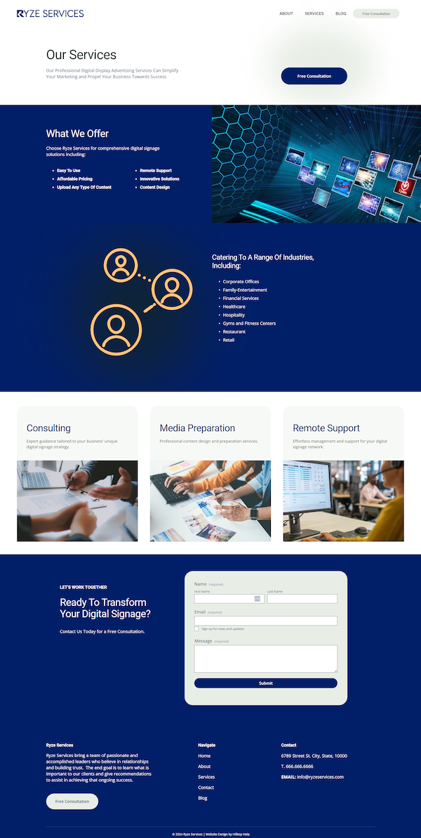 Squarespace Websites for Tech Company Ryze Services — Hilltop Help