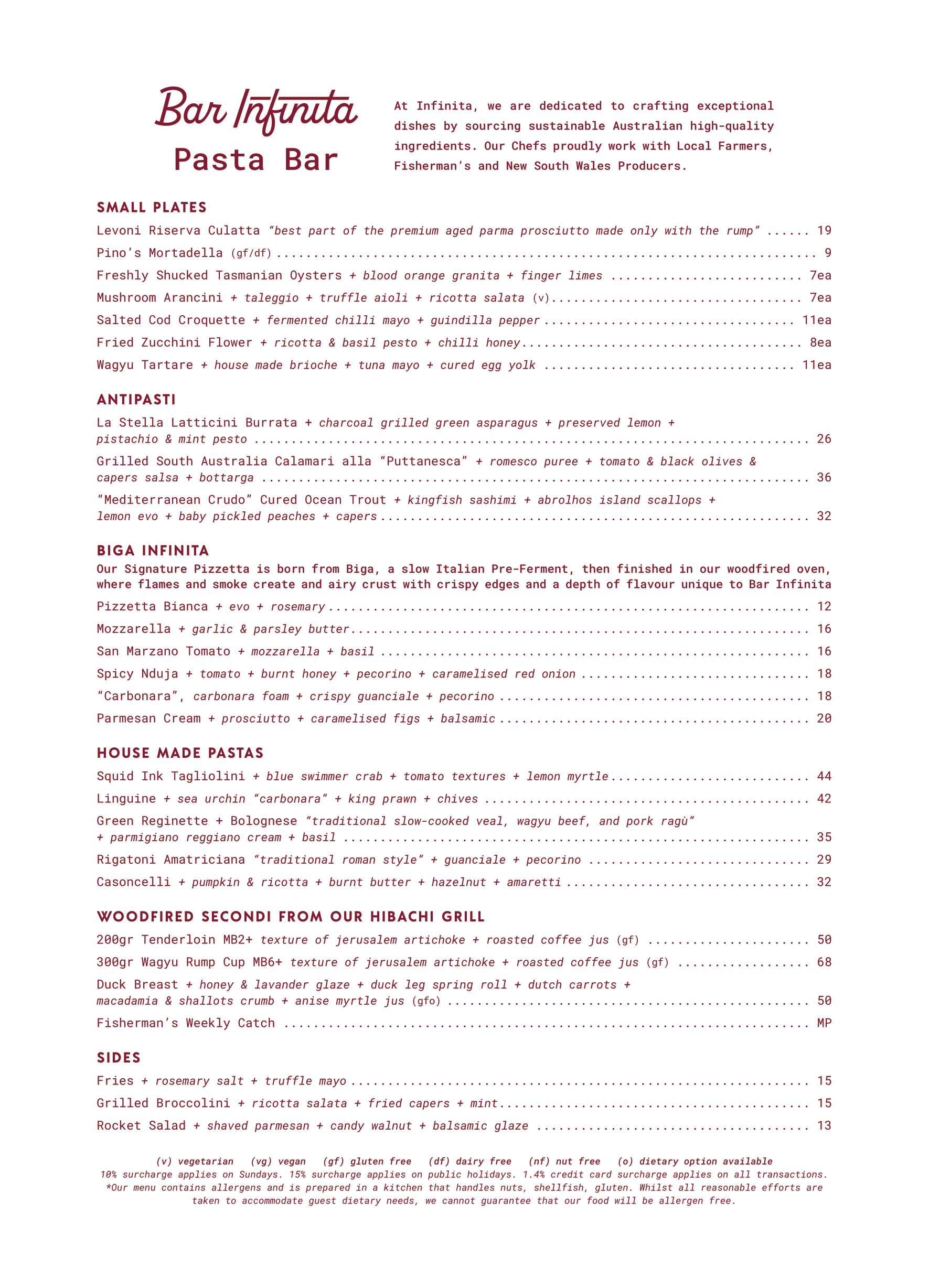 MENUS — Bar Infinita