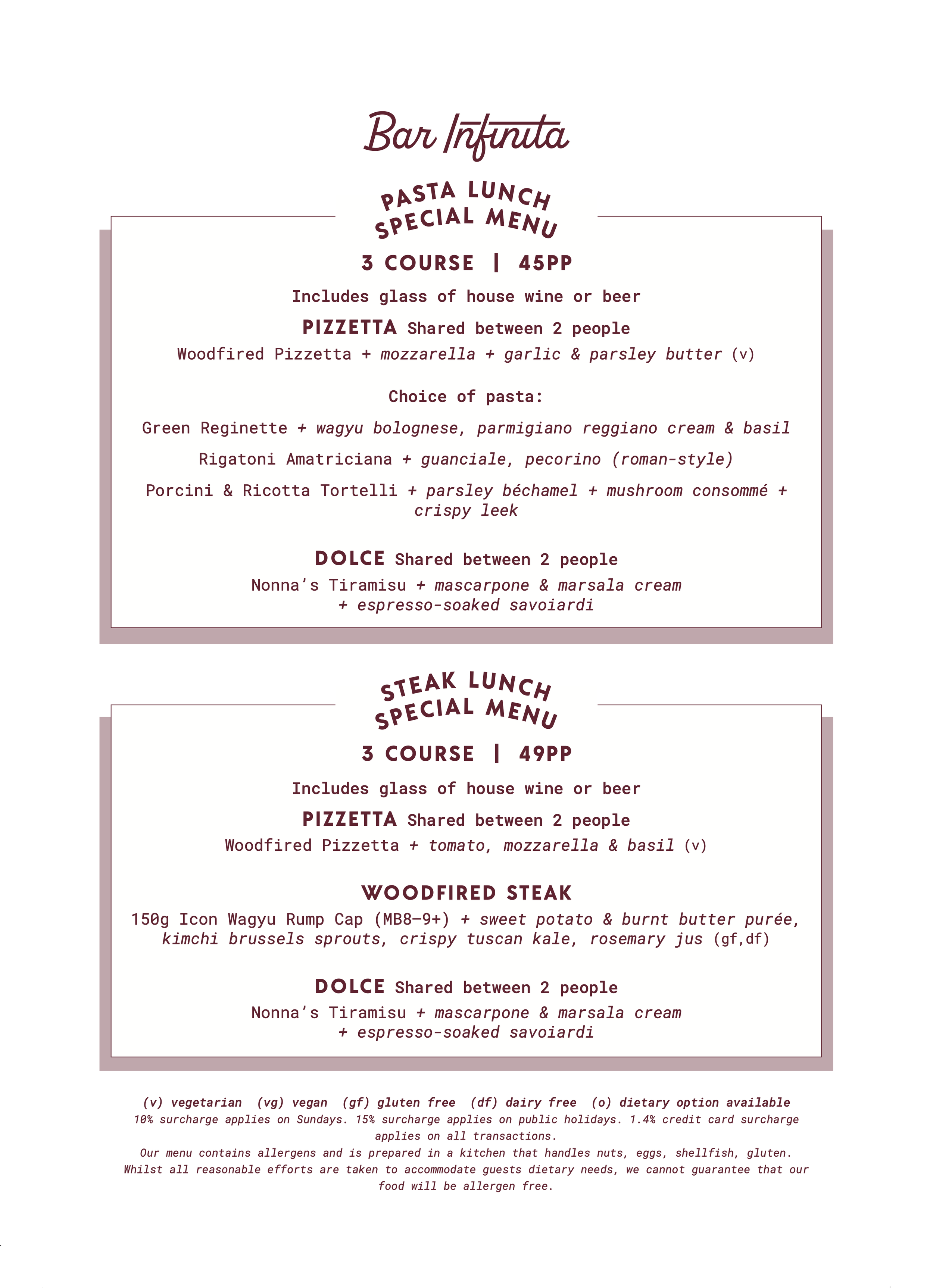 MENUS — Bar Infinita