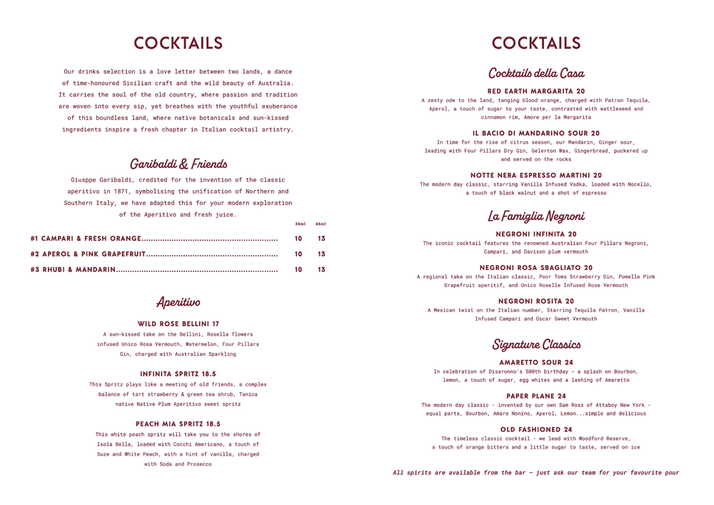 MENUS — Bar Infinita