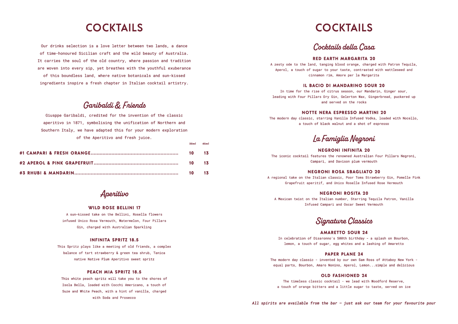 MENUS — Bar Infinita