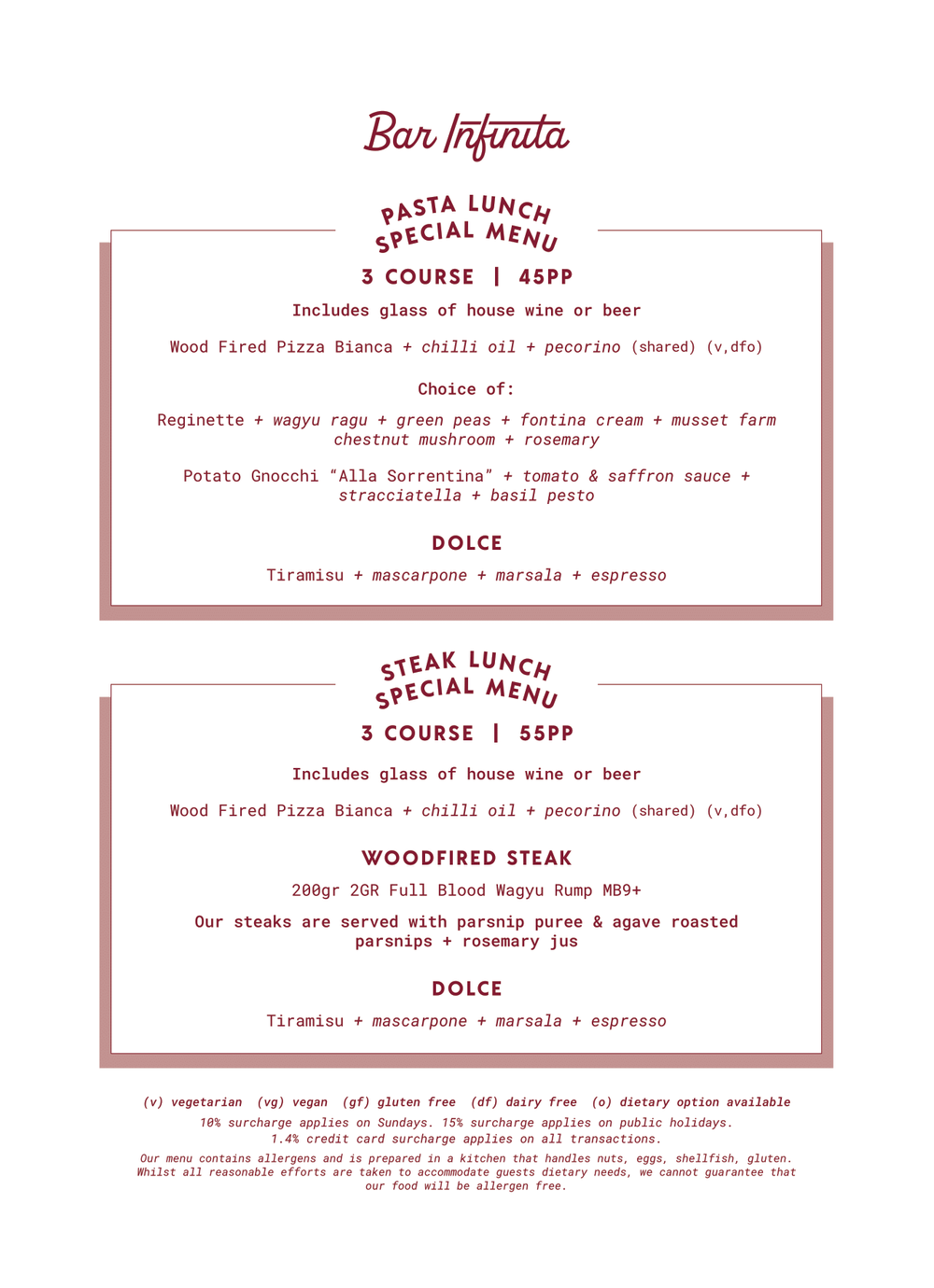 MENUS — Bar Infinita