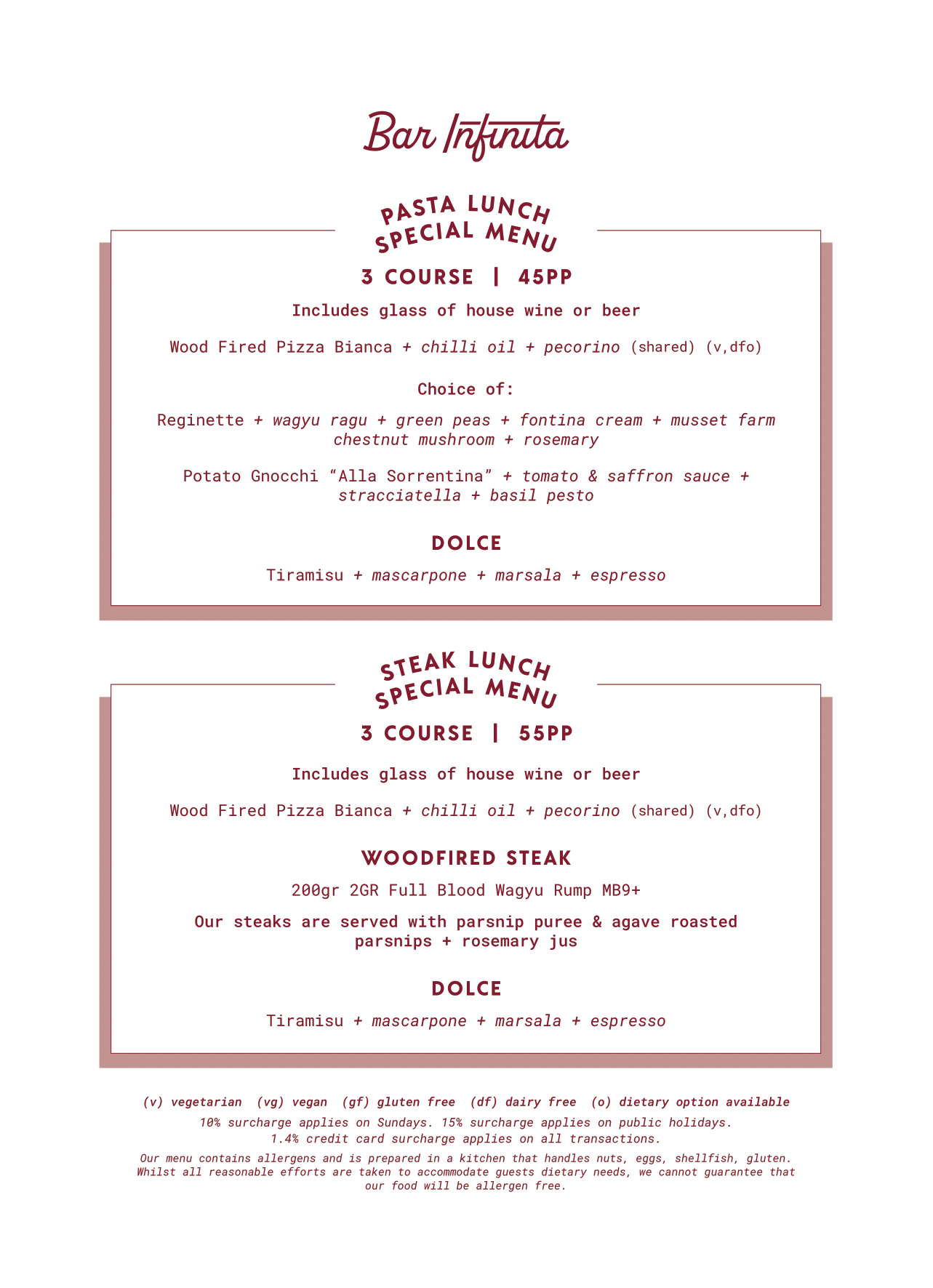 MENUS — Bar Infinita