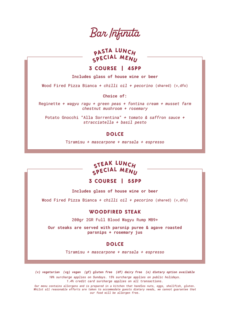 MENUS — Bar Infinita