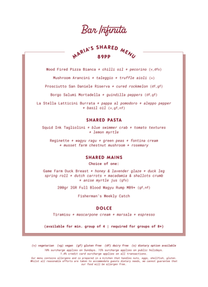 MENUS — Bar Infinita