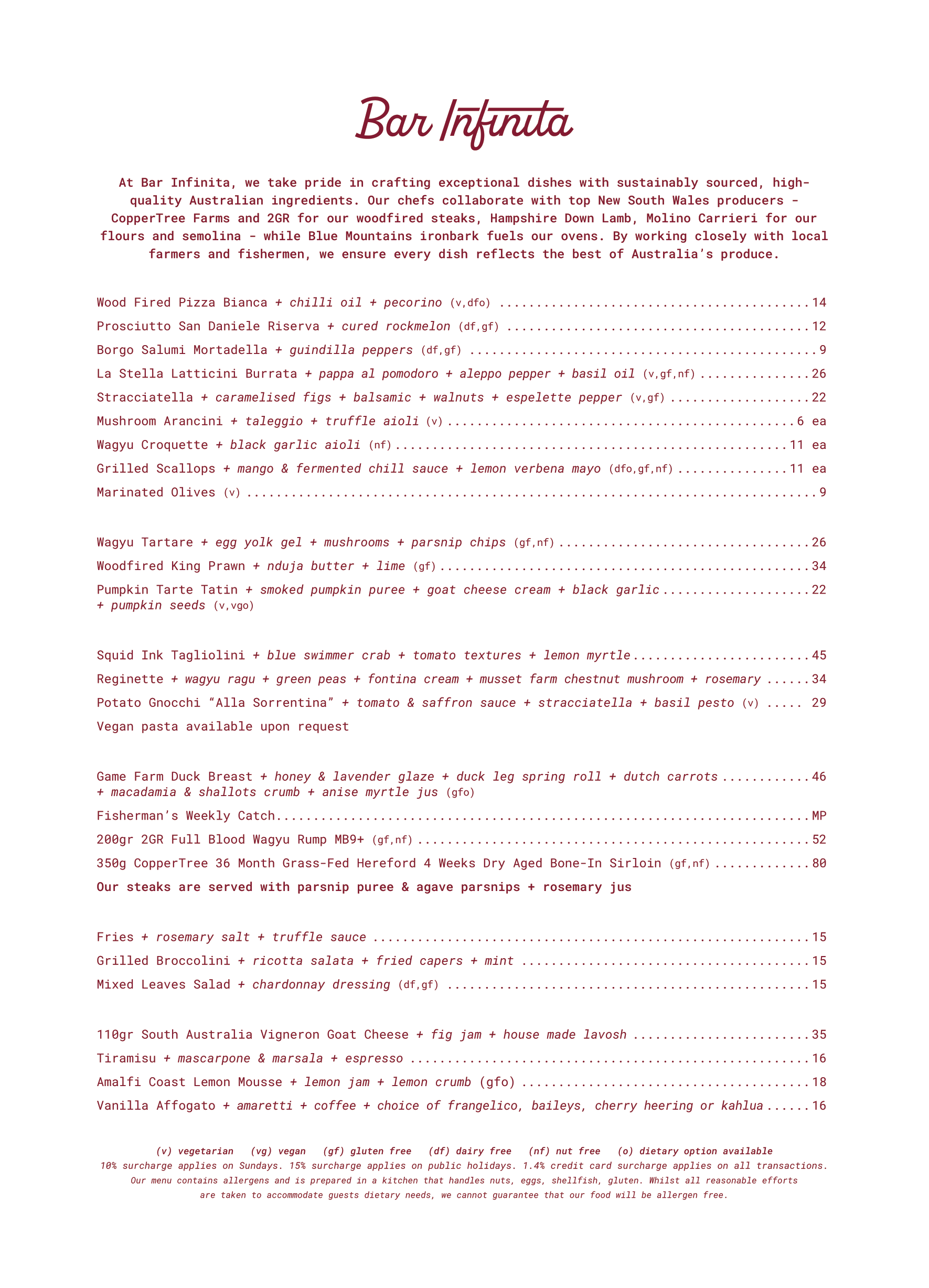 MENUS — Bar Infinita