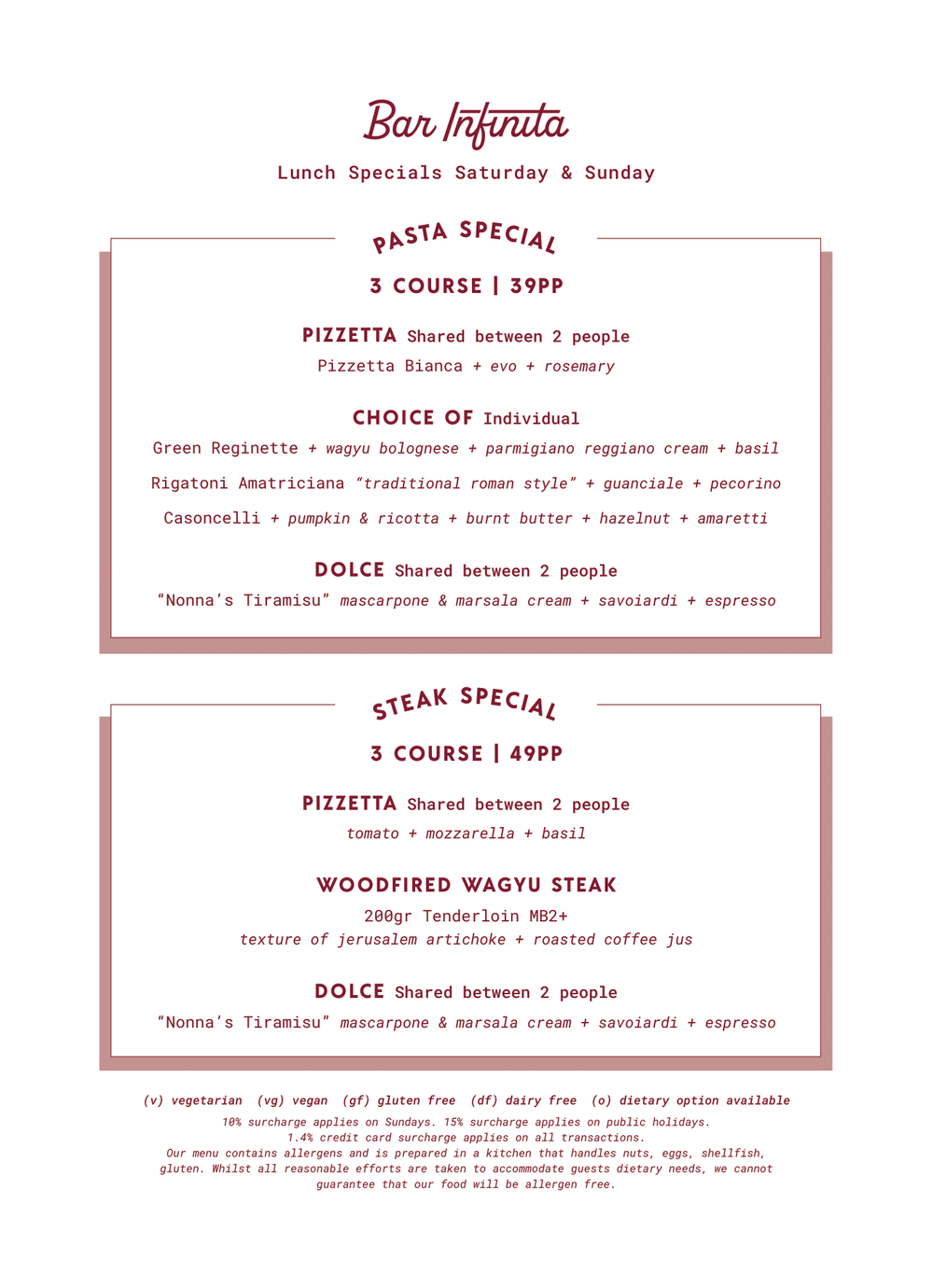 MENUS — Bar Infinita