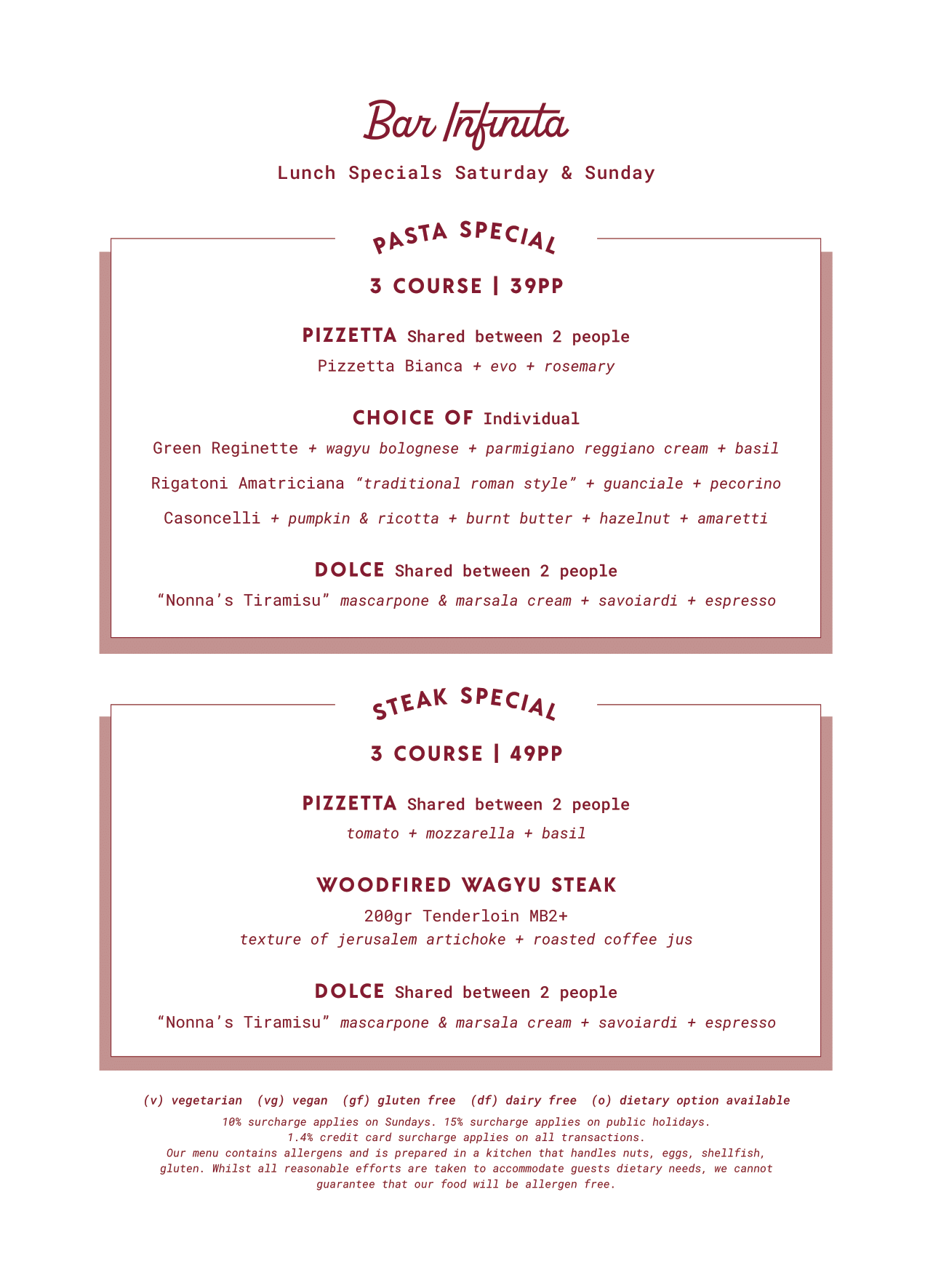 MENUS — Bar Infinita