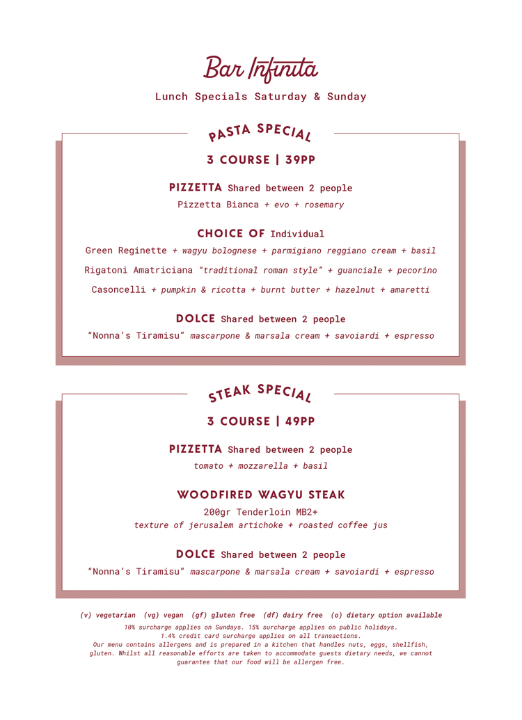 MENUS — Bar Infinita