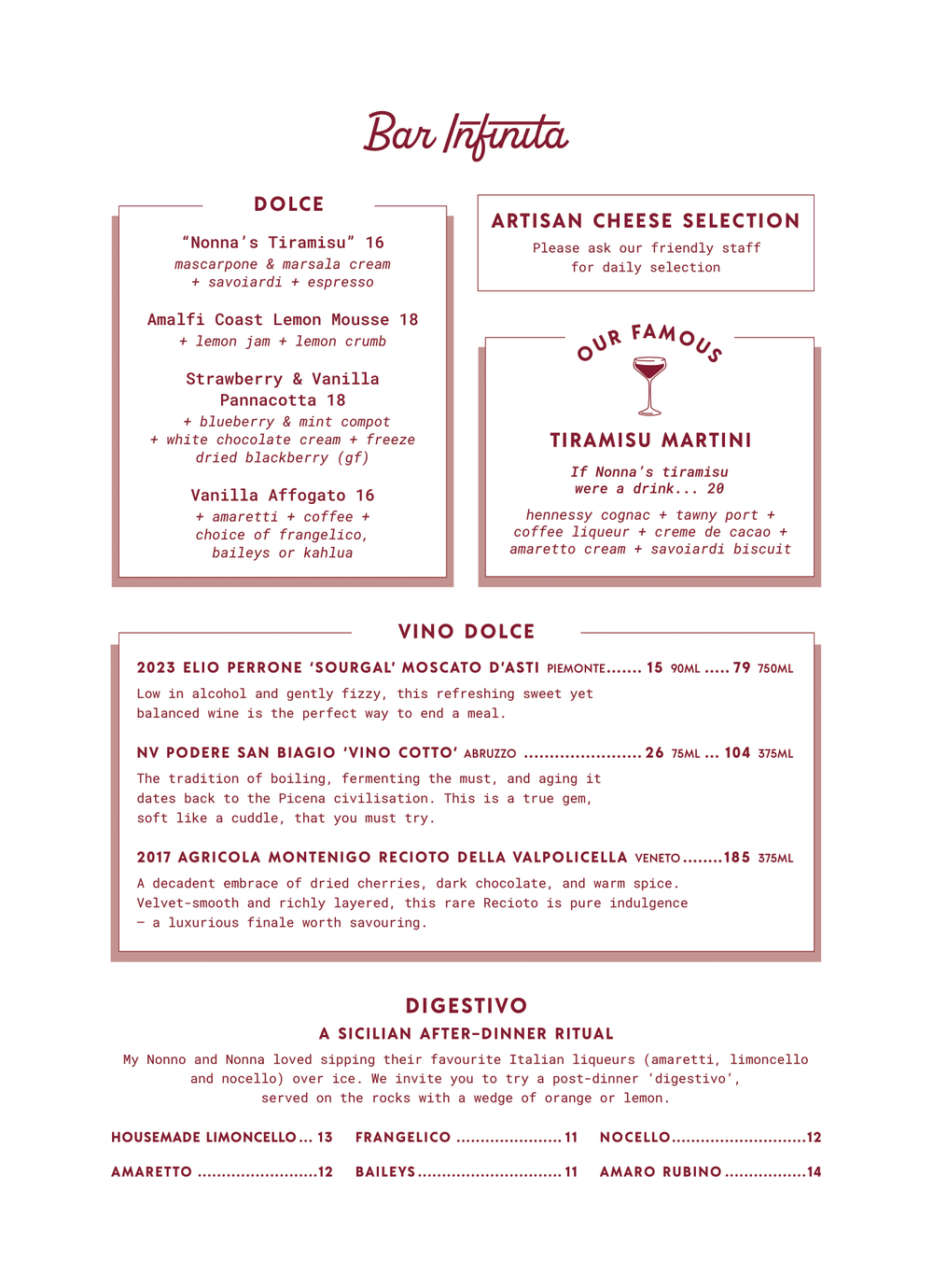 MENUS — Bar Infinita