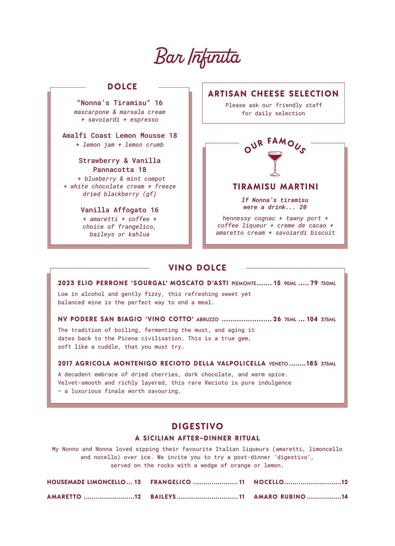 MENUS — Bar Infinita