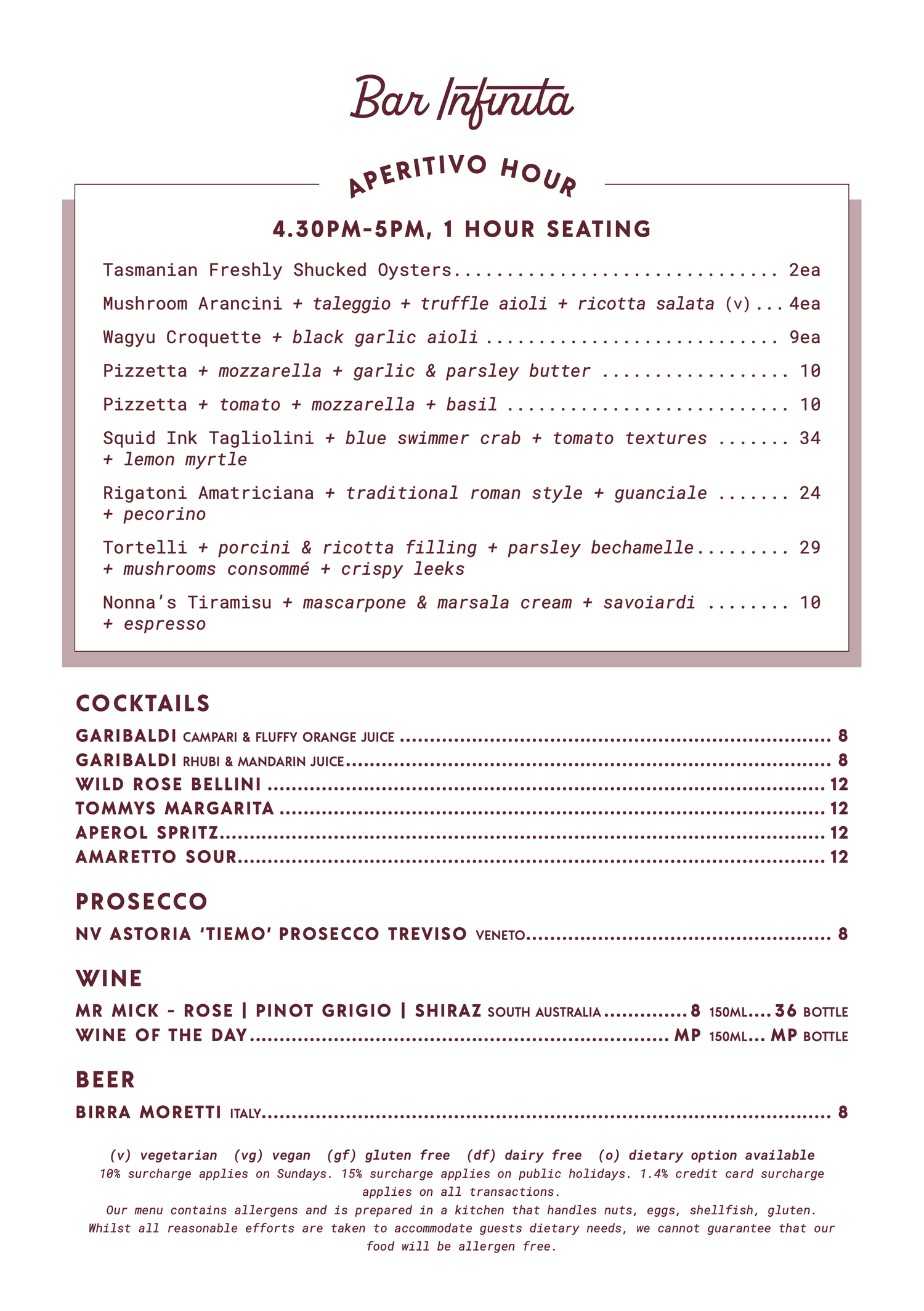 MENUS — Bar Infinita