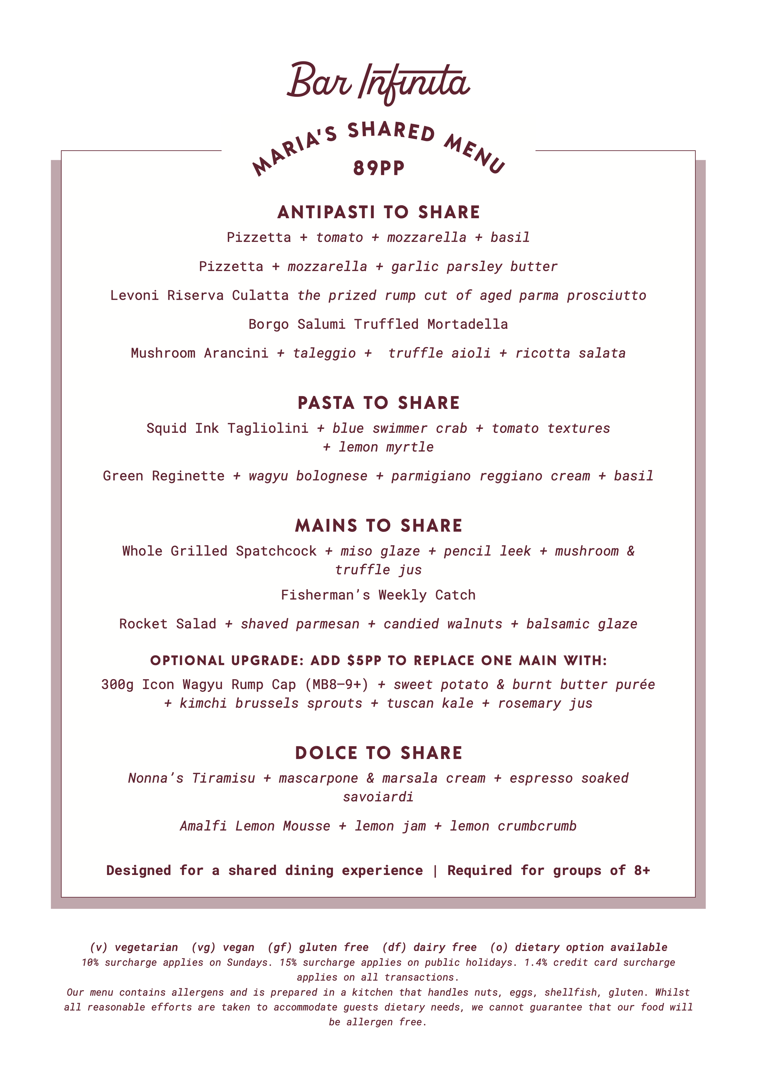 MENUS — Bar Infinita