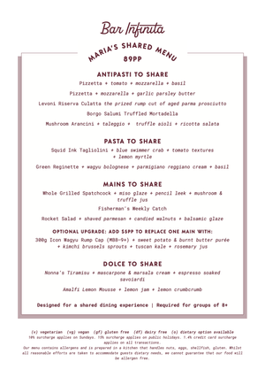 MENUS — Bar Infinita