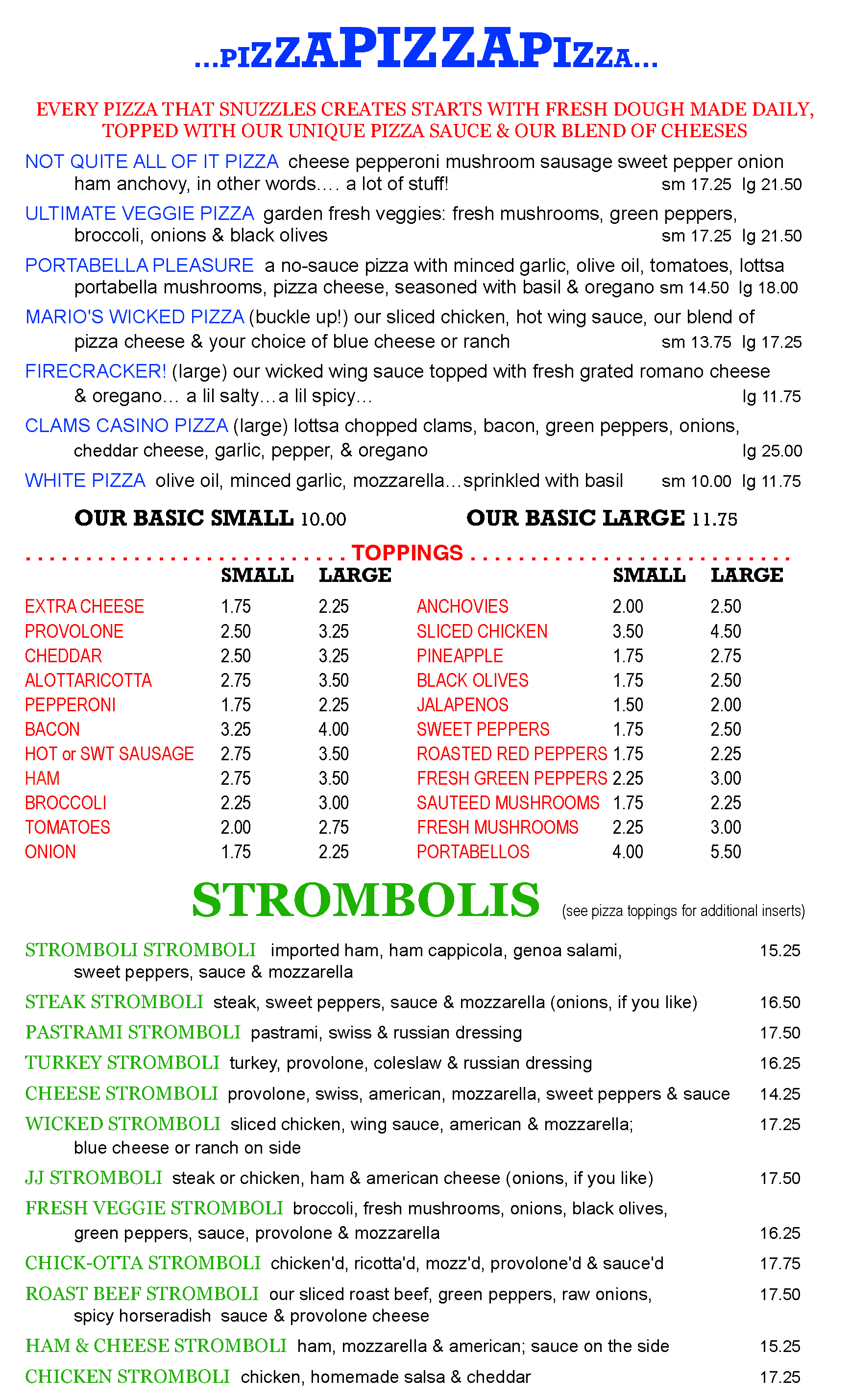 Menu (Copy) — Snuzzles