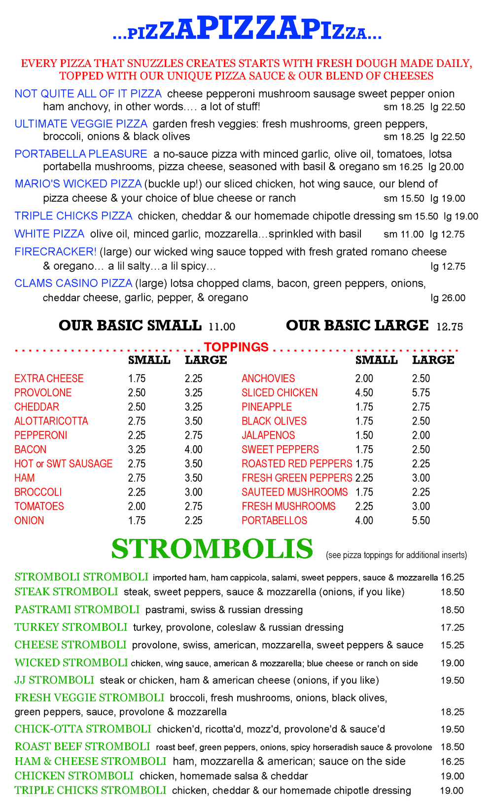 Menu (Copy) — Snuzzles