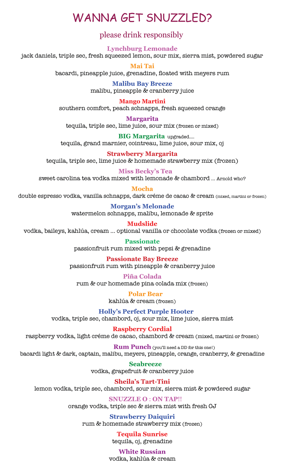 Menu (Copy) — Snuzzles