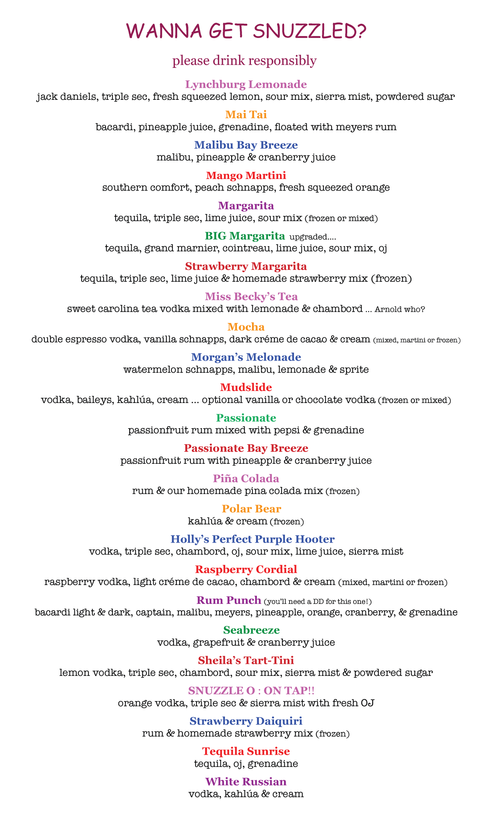 Menu (Copy) — Snuzzles