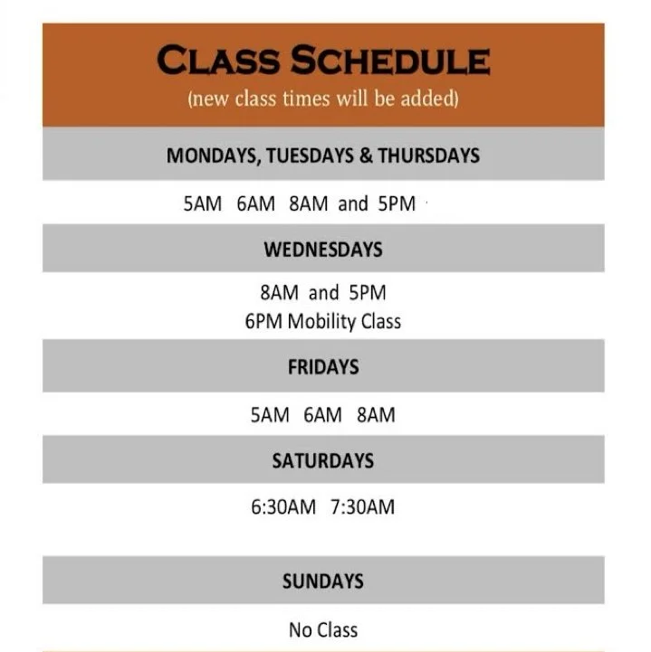 Class Schedule — CrossFit I.F. - Inspiring Fitness, LLC