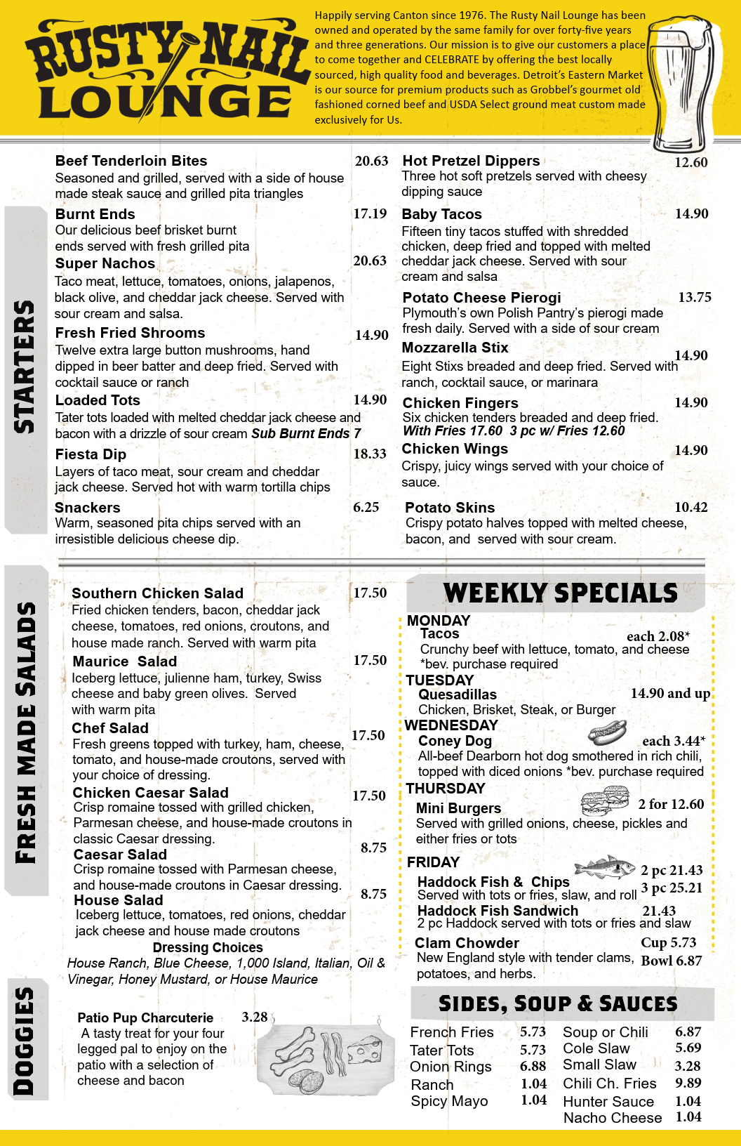 Menu — Rusty Nail Lounge