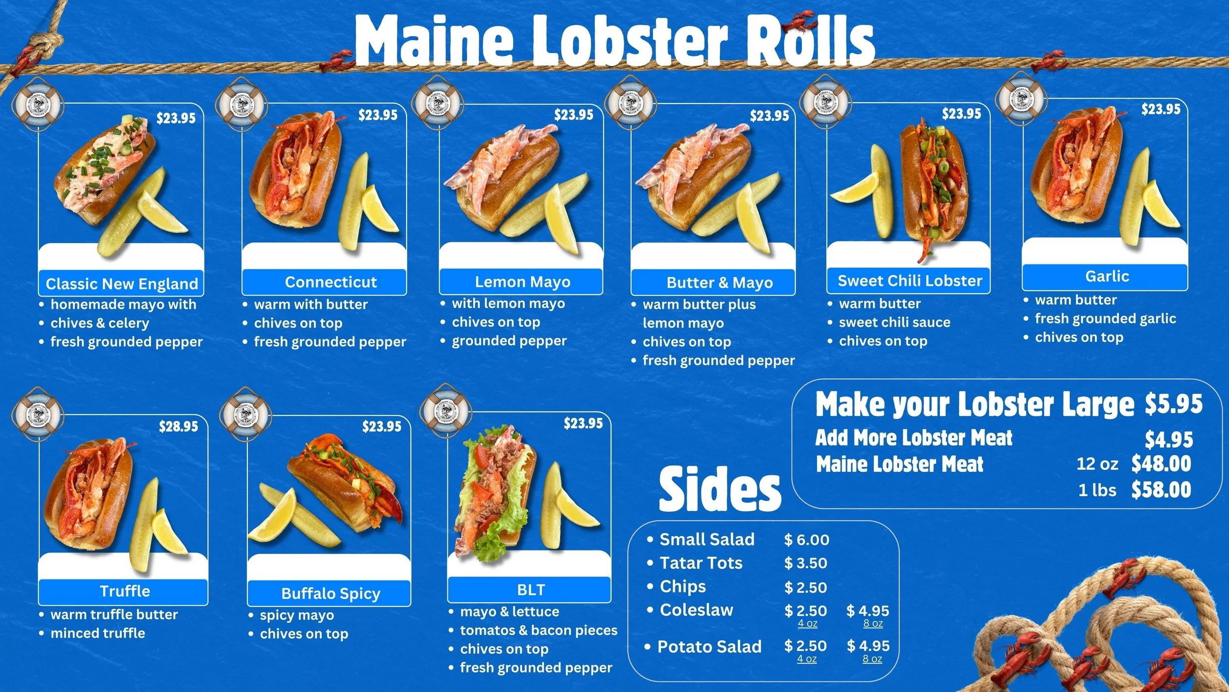 Lobster Rolls Menu — The Hungry Captain