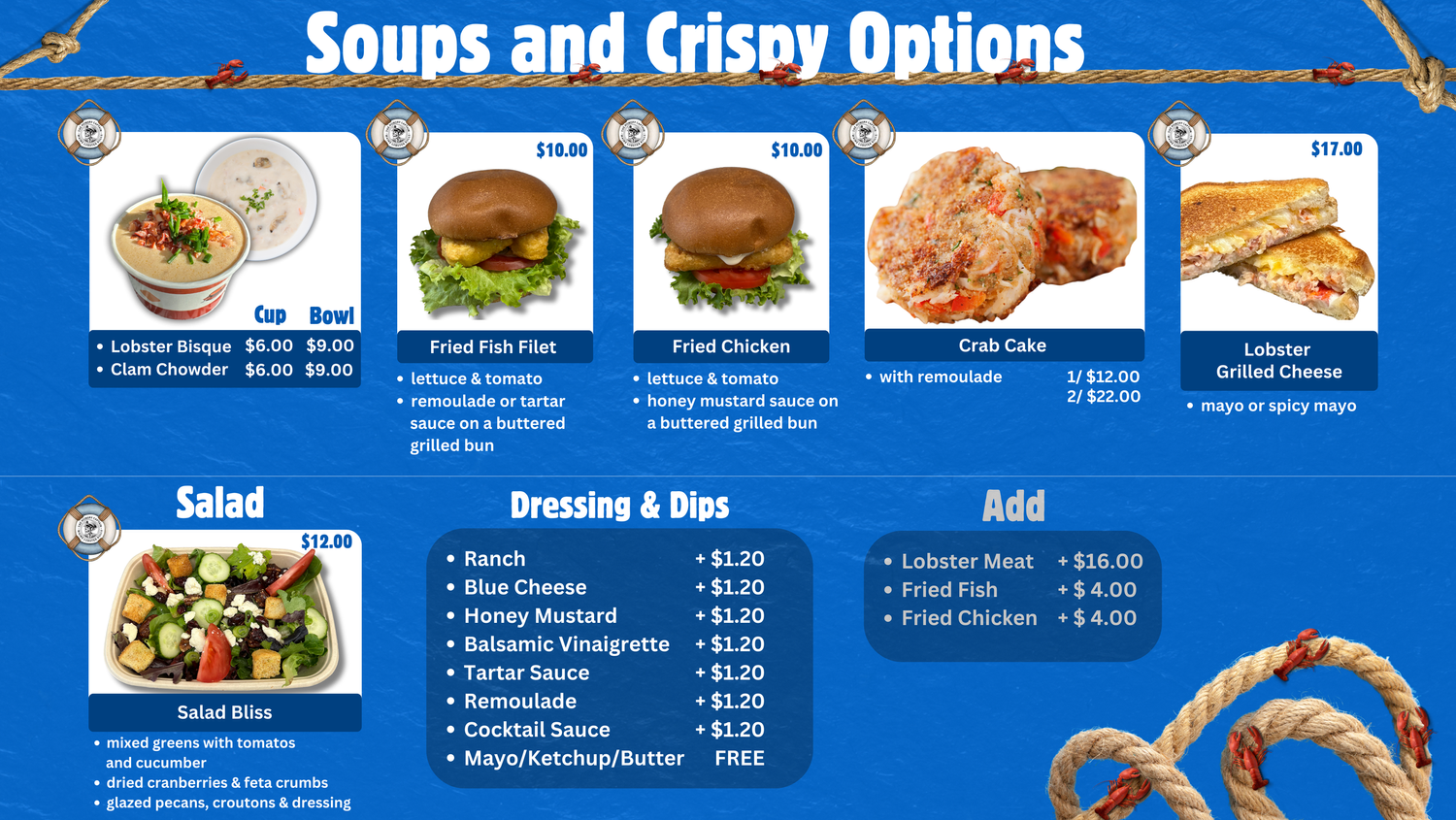 Lobster Rolls Menu — The Hungry Captain