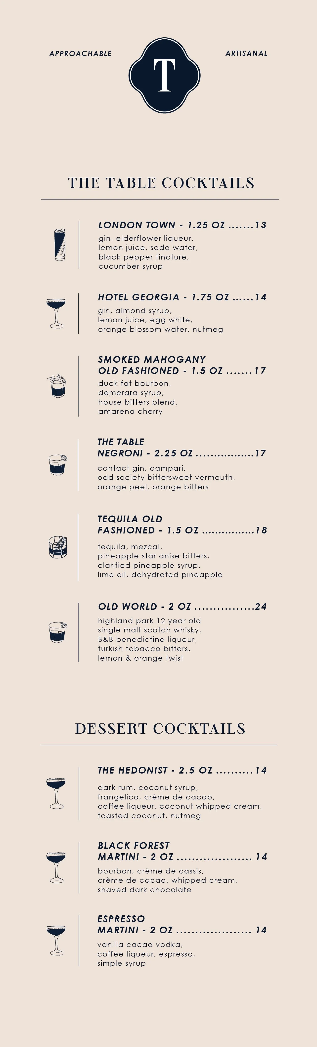 drinks — The Table Bistro