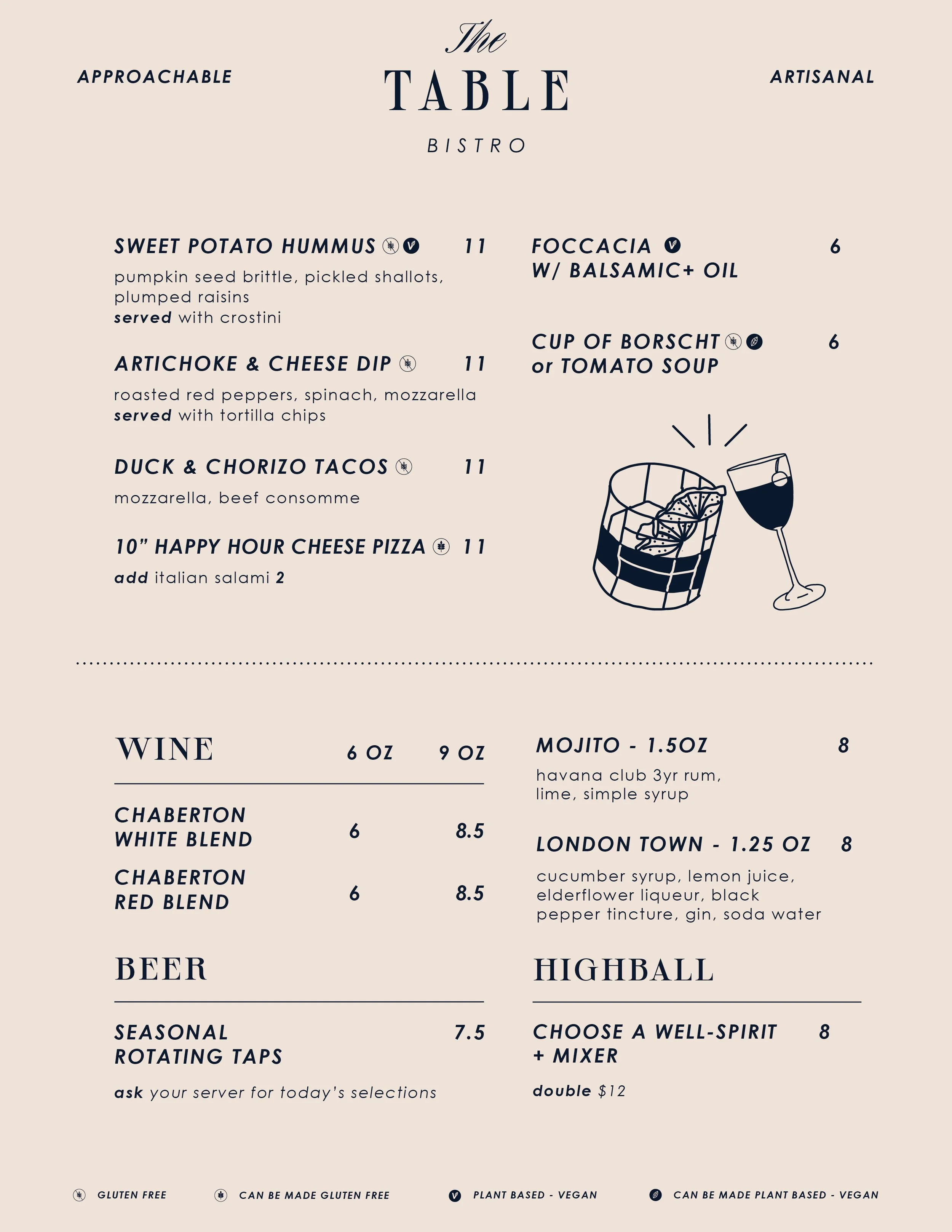 happy hour — The Table Bistro