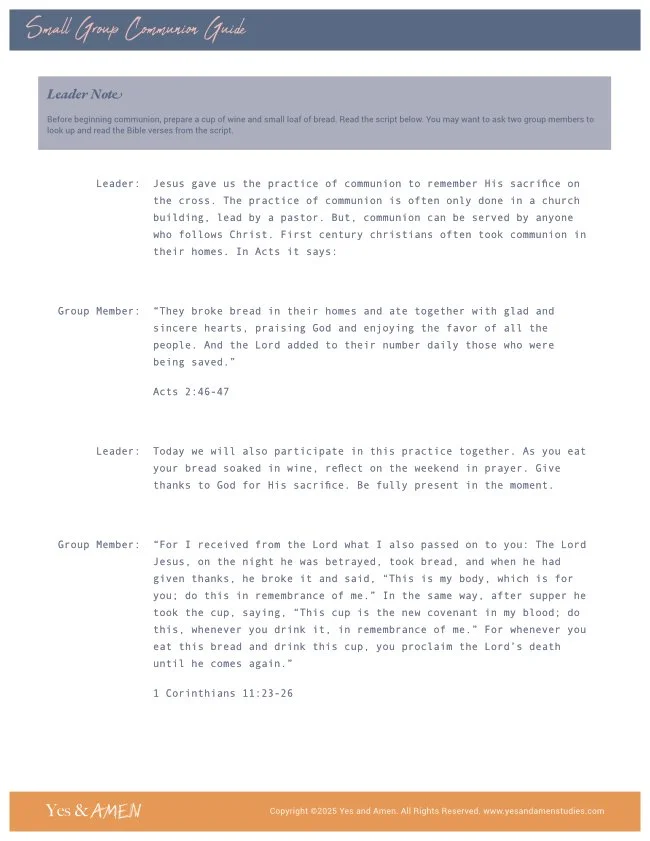 Small Group Communion Guide — Yes and Amen