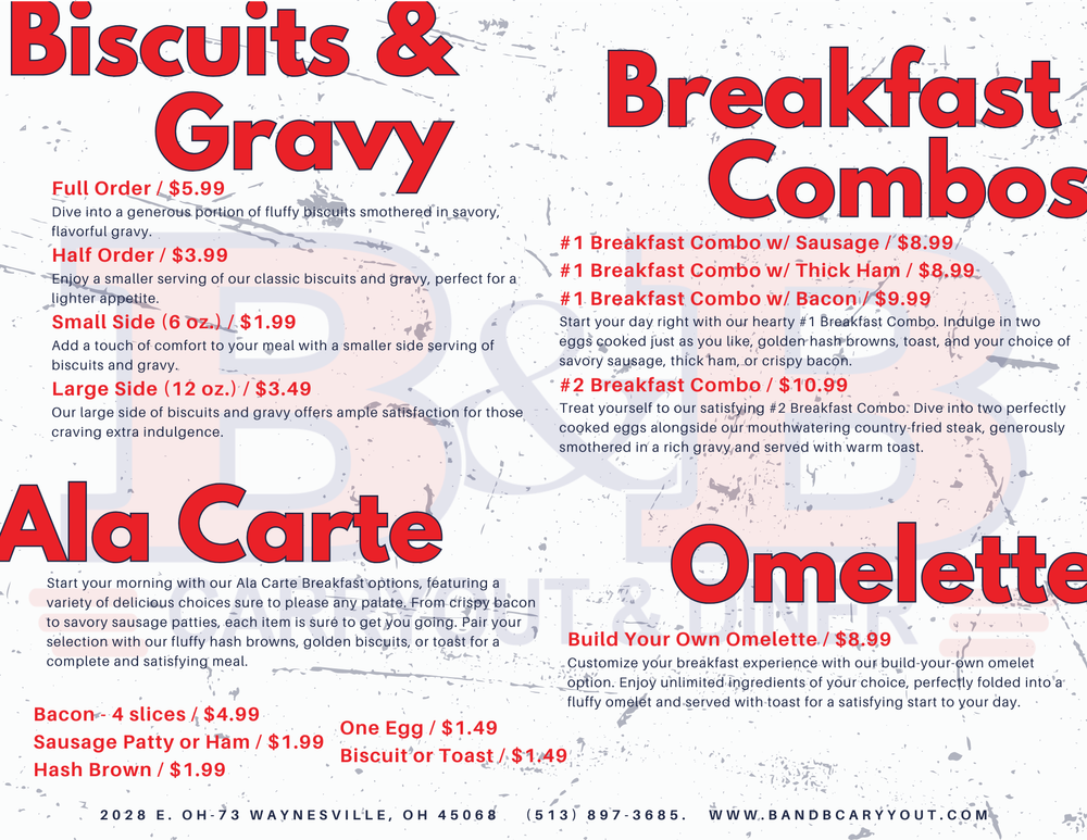 View Our Menu — B&B Carryout