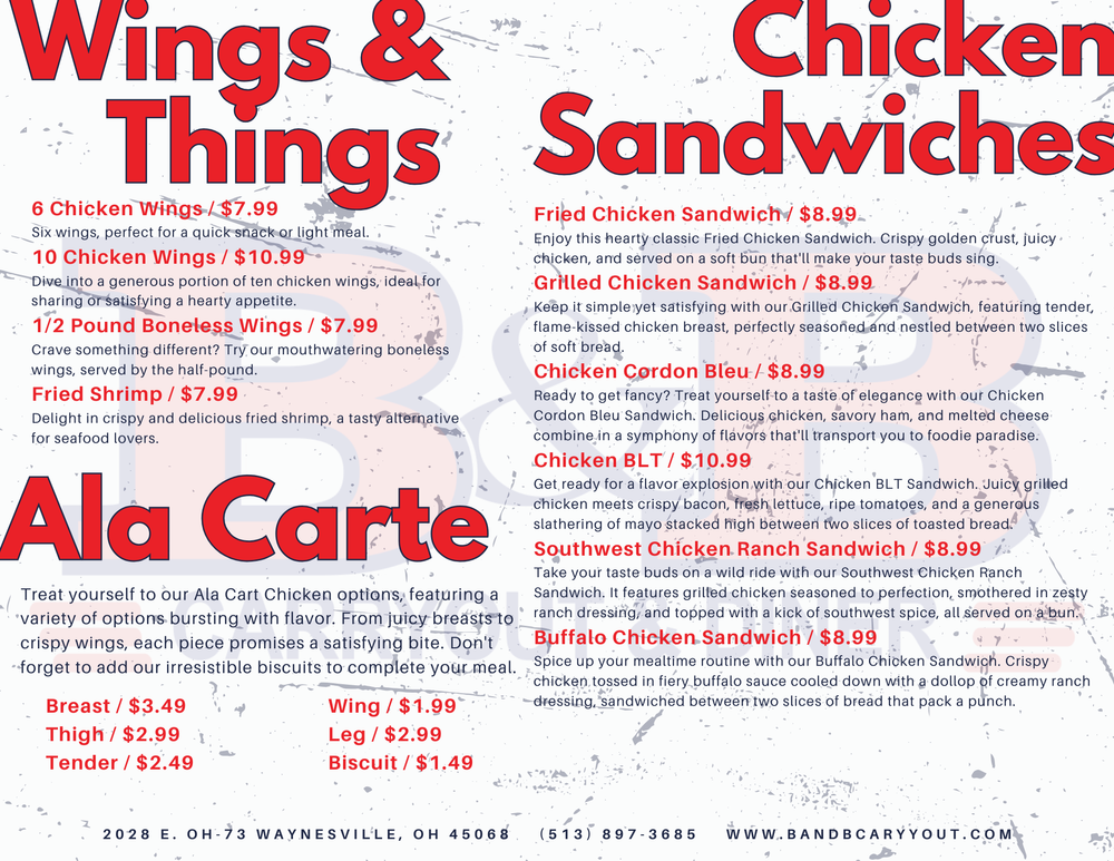 View Our Menu — B&B Carryout