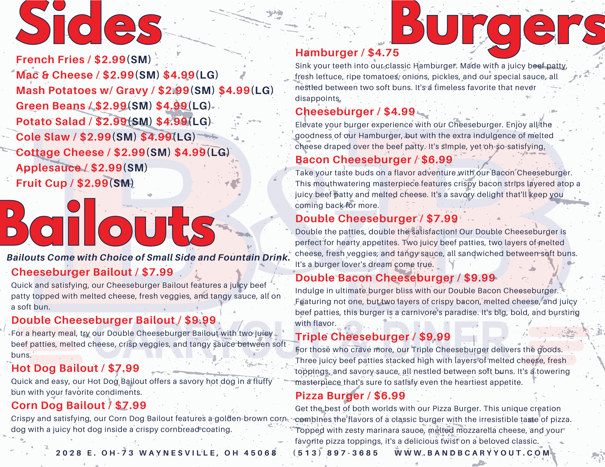 View Our Menu — B&B Carryout