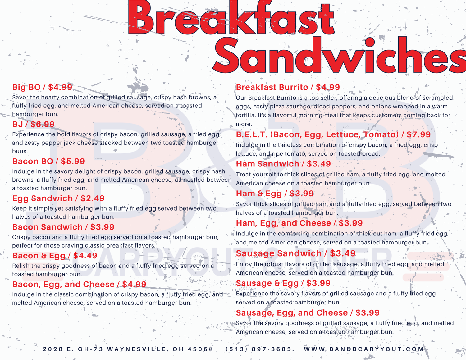 View Our Menu — B&B Carryout