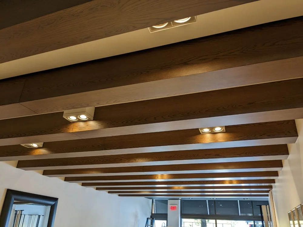 Project: Commercial Wood Beams Installation — Accent Walls, Fireplace ...
