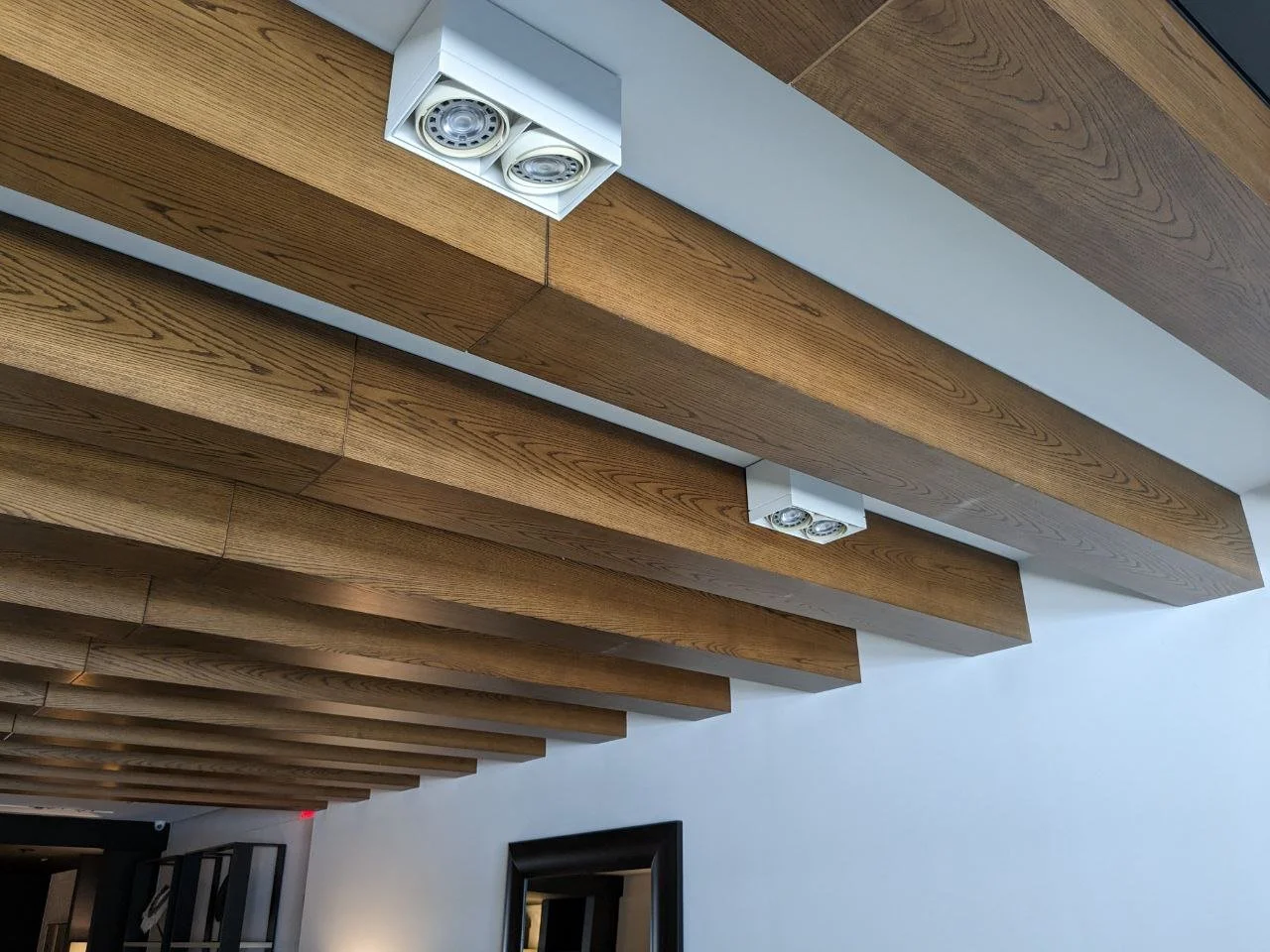 Project: Commercial Wood Beams Installation — Accent Walls, Fireplace ...