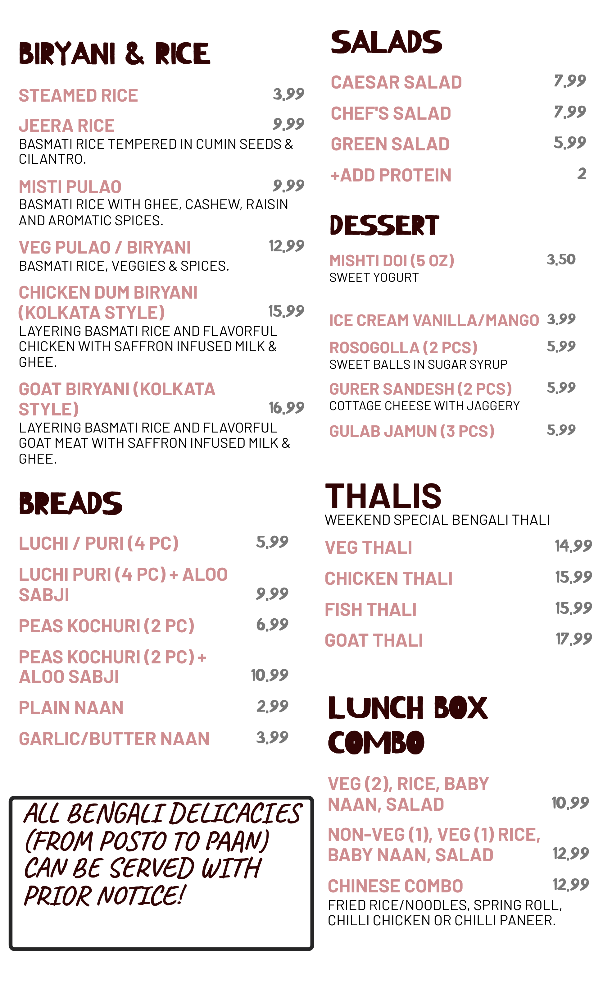 Menu — The Eden Gardens