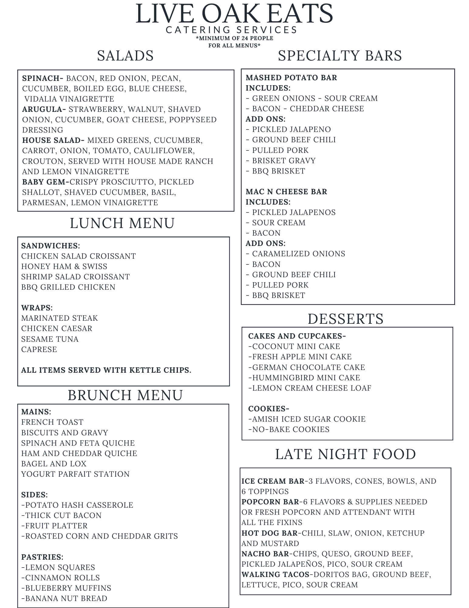 Seasonal Menus — Live Oak Eats