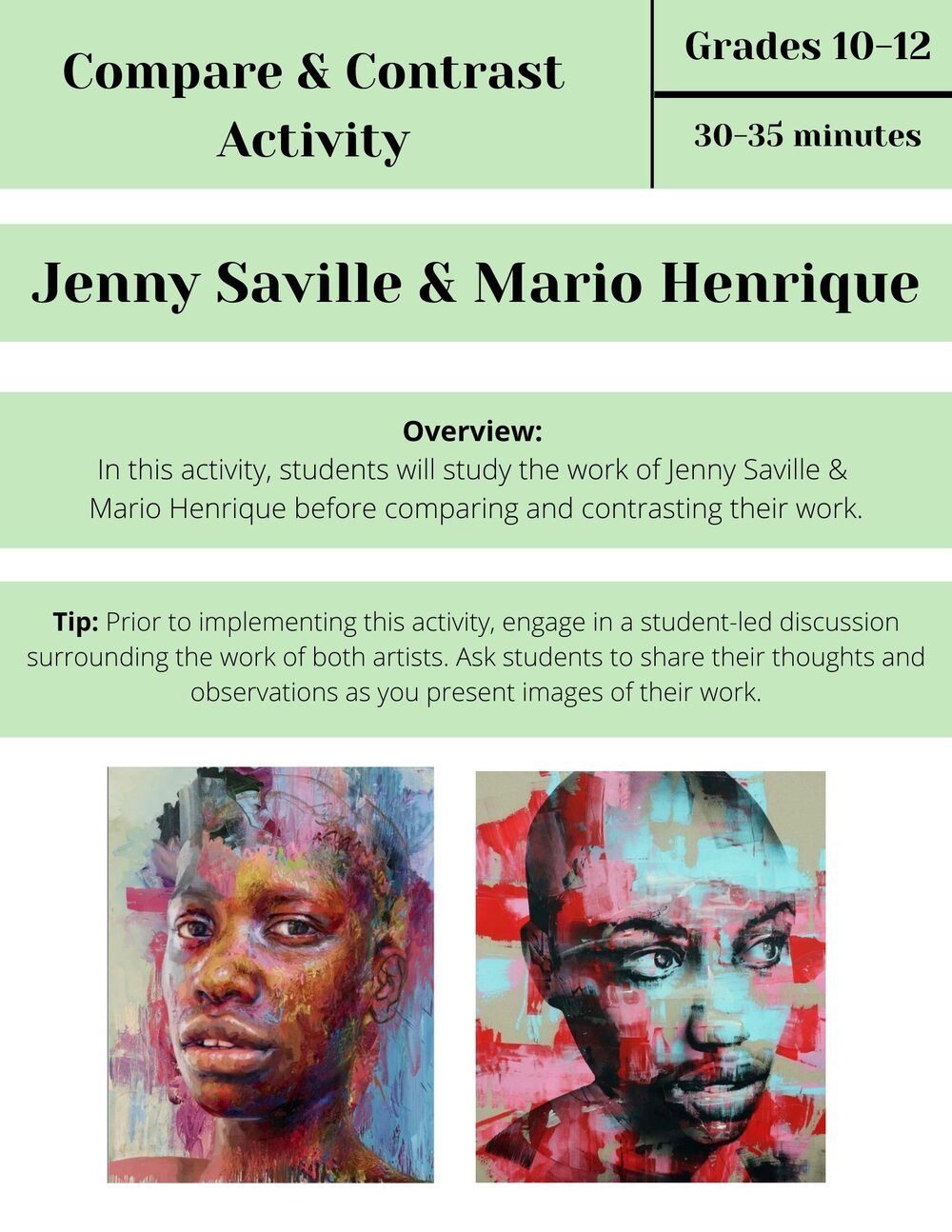FREE Compare & Contrast Activity, Grades 10-12 — Visionary Art Collective
