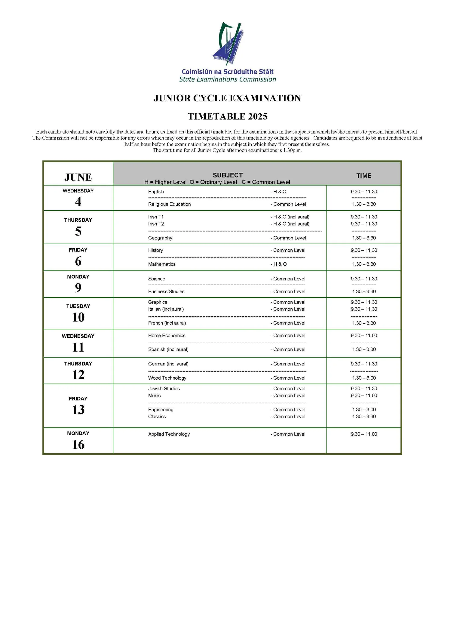 Leaving Cert, LCA & Junior Cycle Timetables — Adamstown Community College