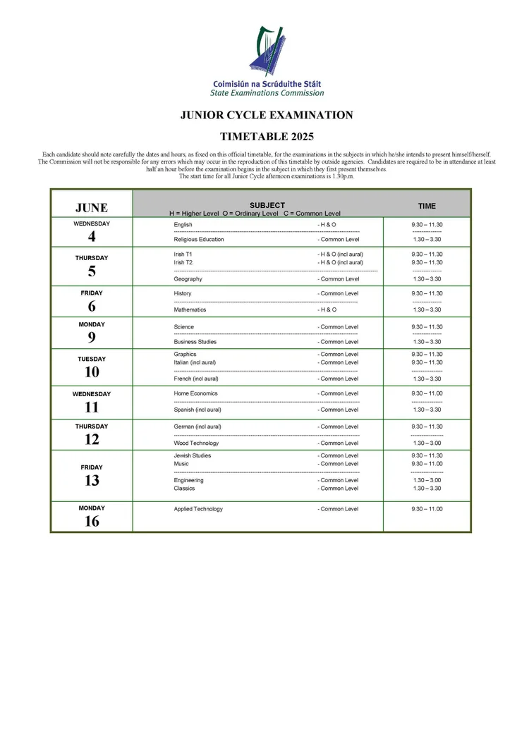 Leaving Cert, LCA & Junior Cycle Timetables — Adamstown Community College