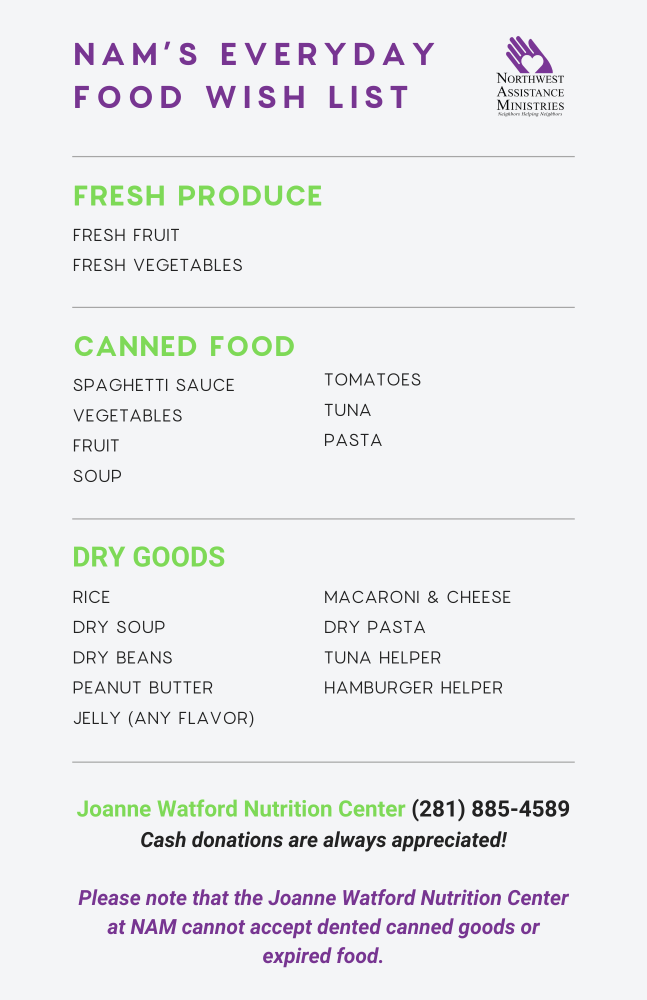 Food Pantry — Northwest Assistance Ministries