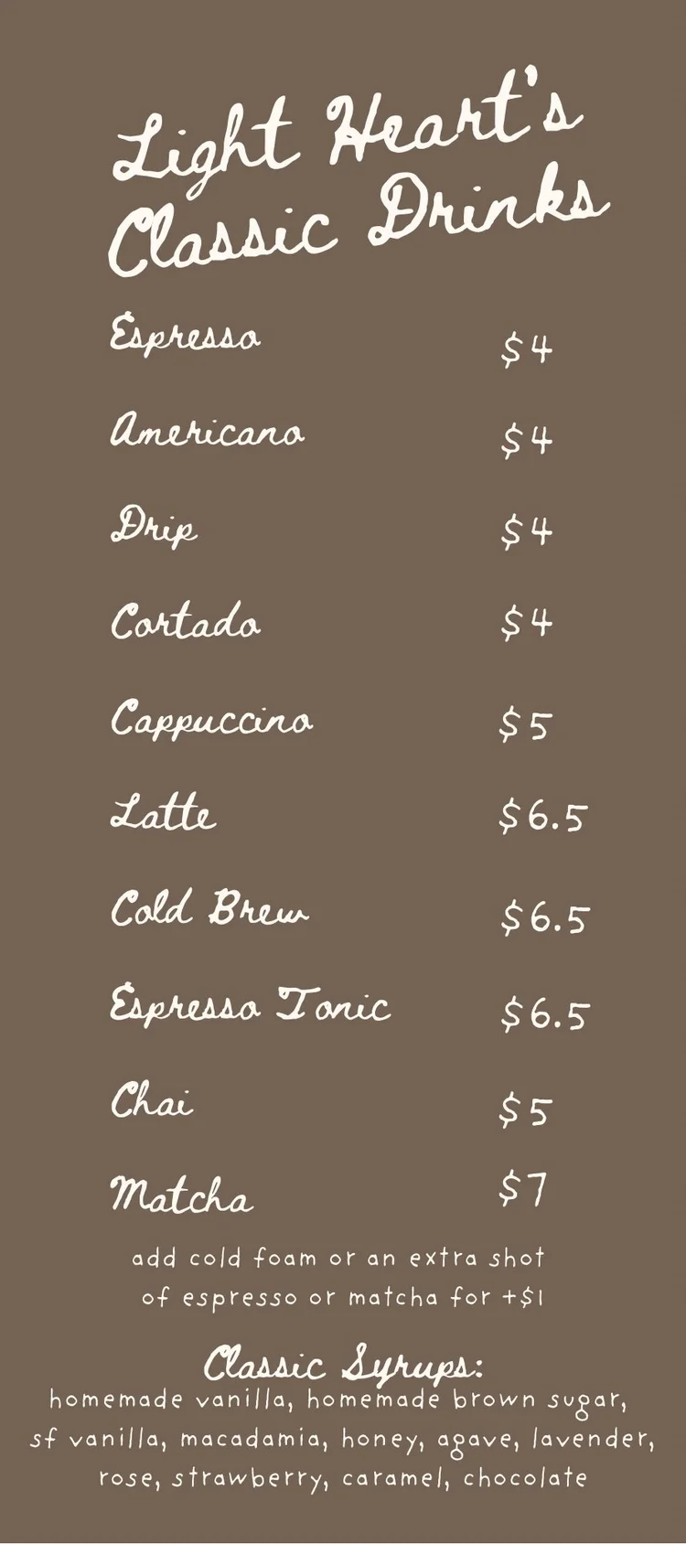 Menu | Explore Our Latest Menu — Light Heart Coffee