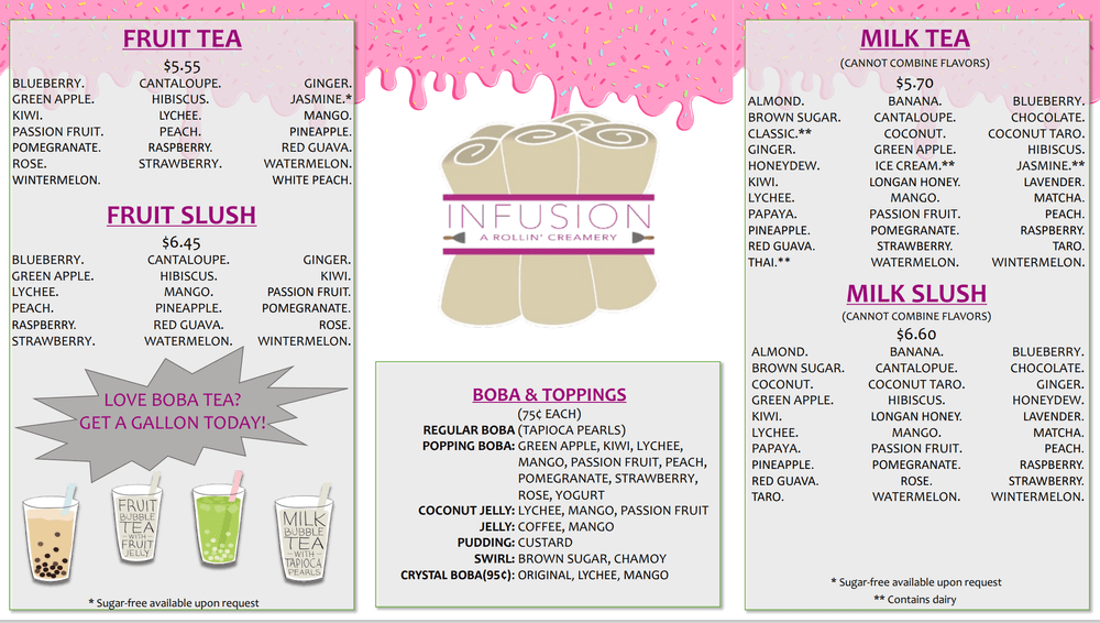 Menu — Infusion: A Rollin' Creamery