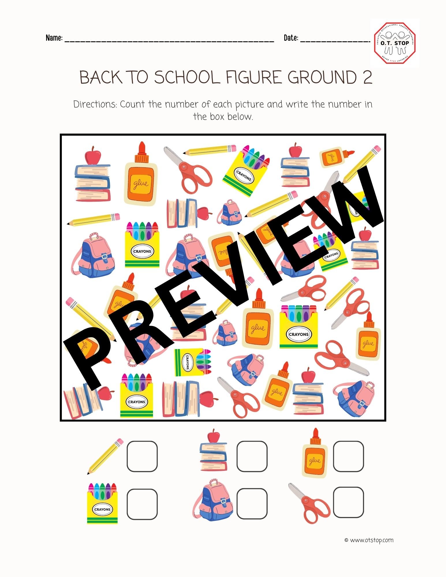 Back to School Figure Ground — O.T. Stop