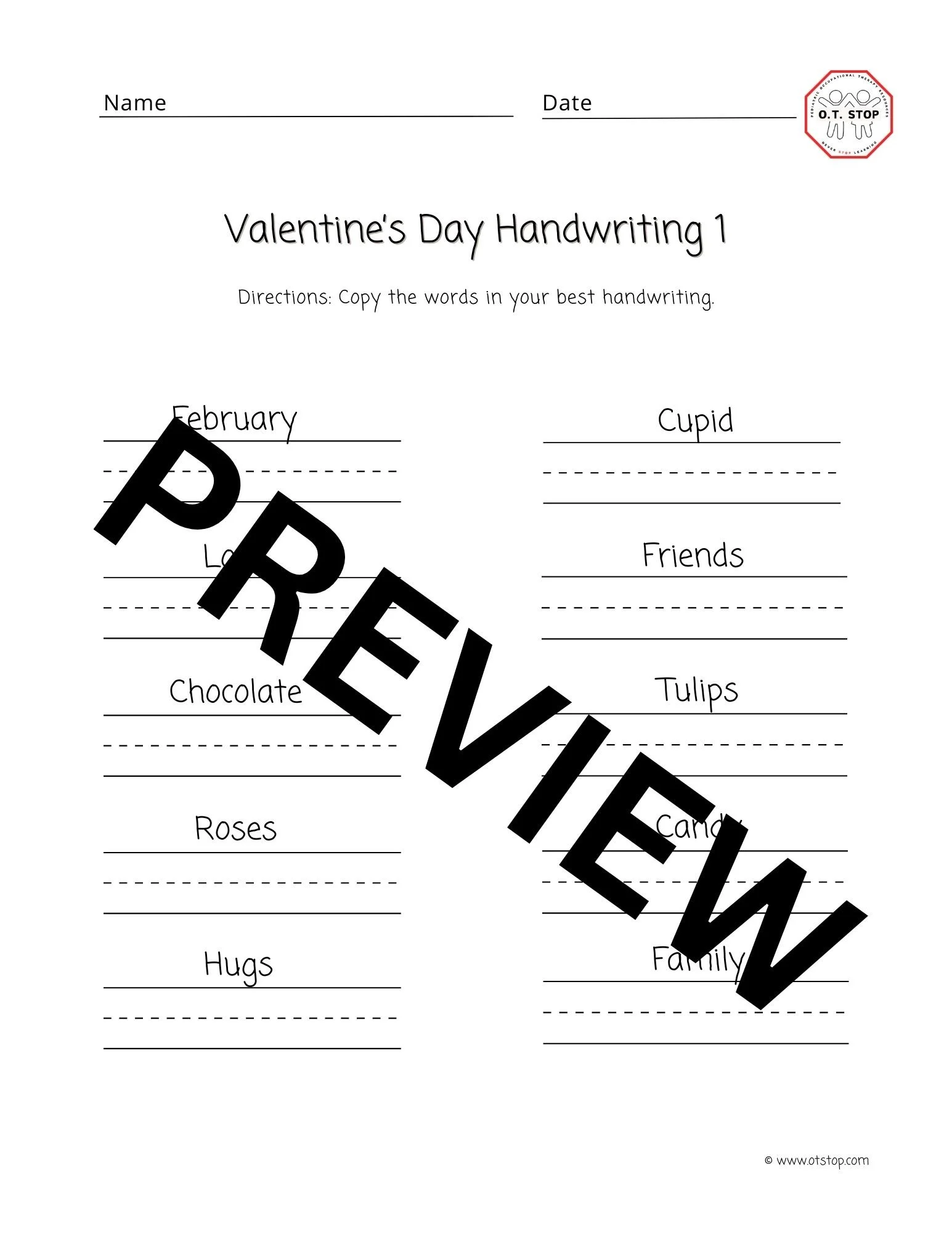 Valentine's Day Handwriting — O.T. Stop