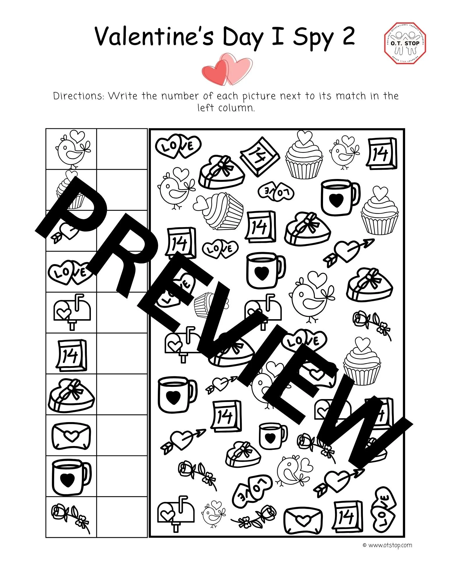 Valentine's Day Hidden Picture — O.T. Stop