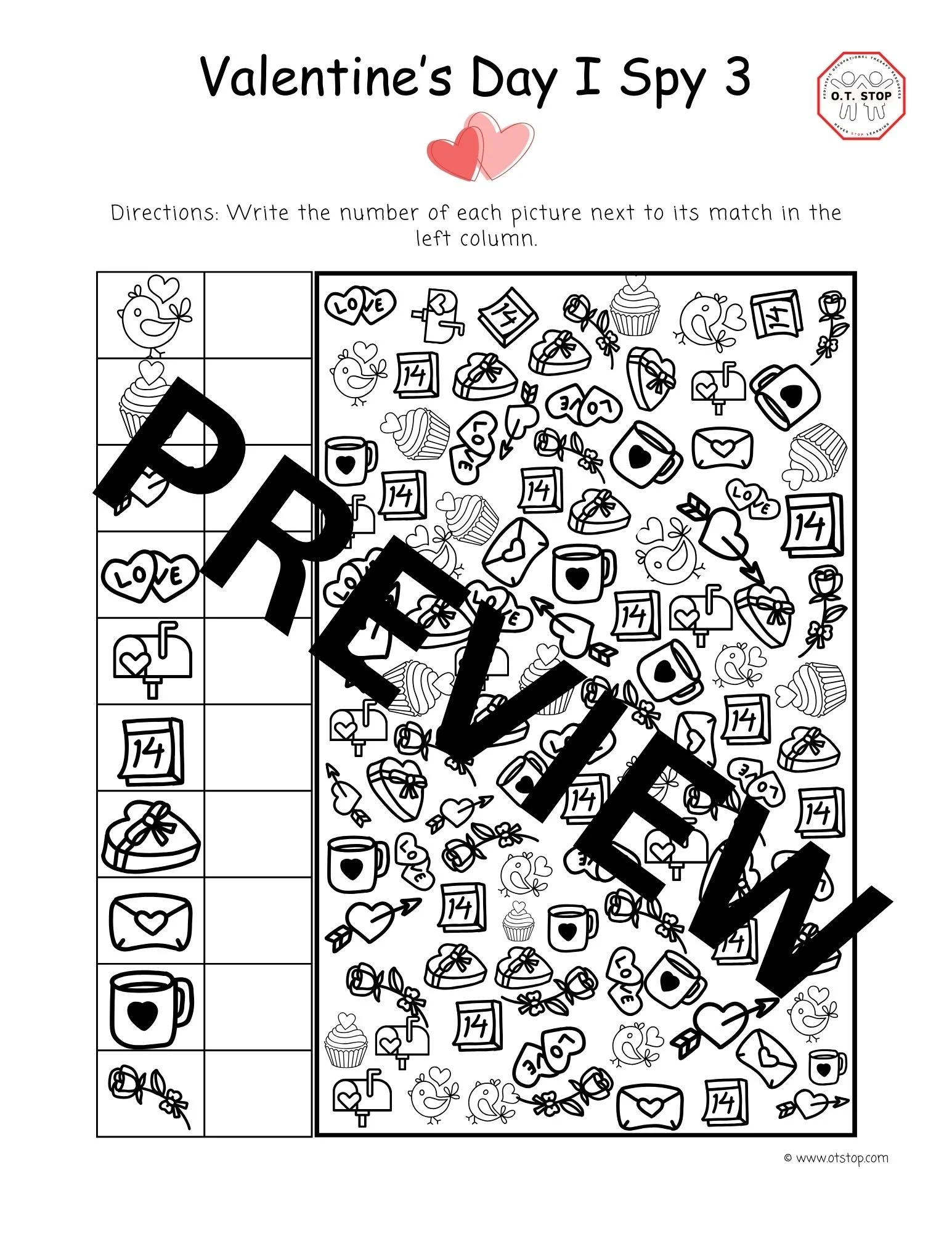 Valentine's Day Hidden Picture — O.T. Stop