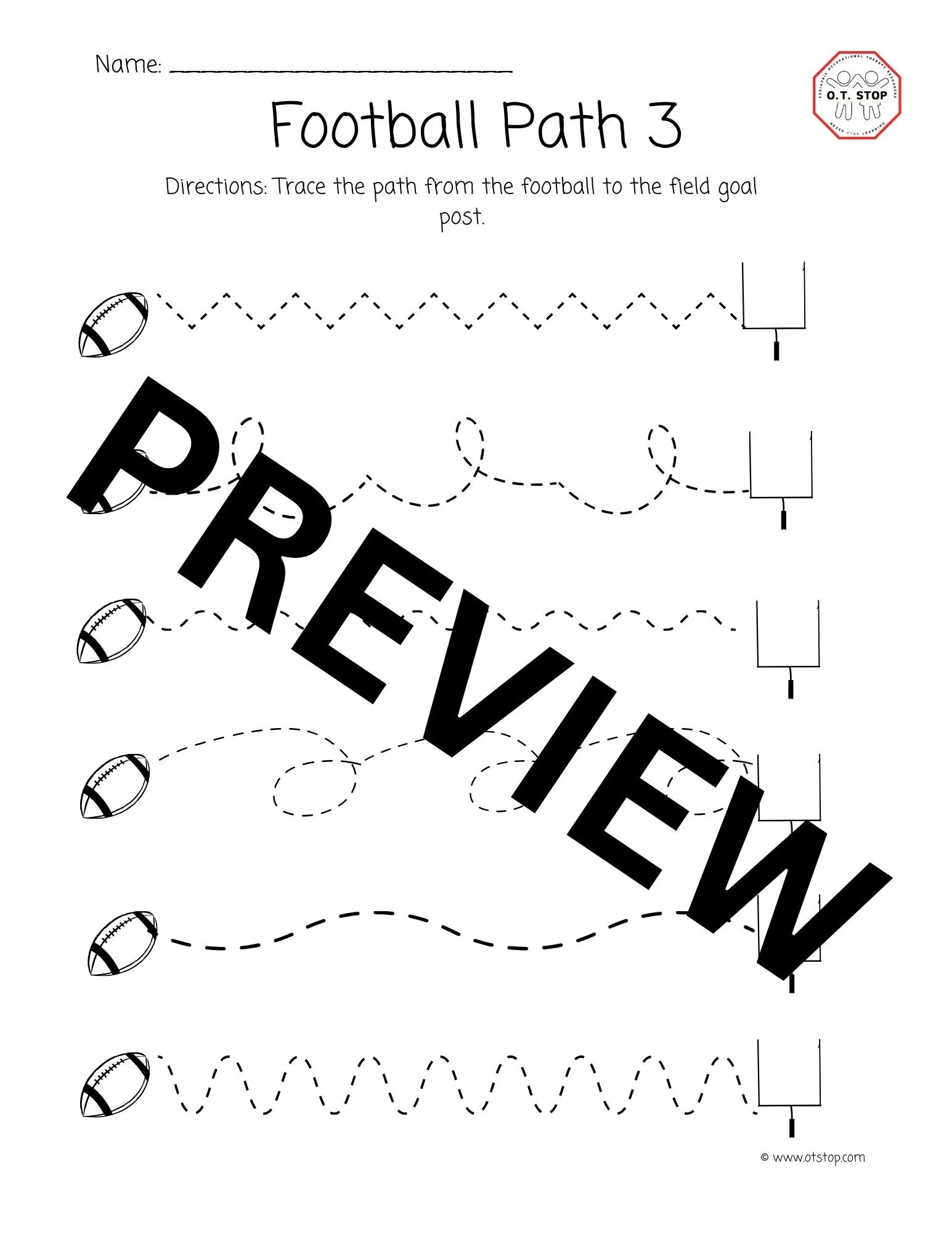 Football Pencil Paths — O.T. Stop