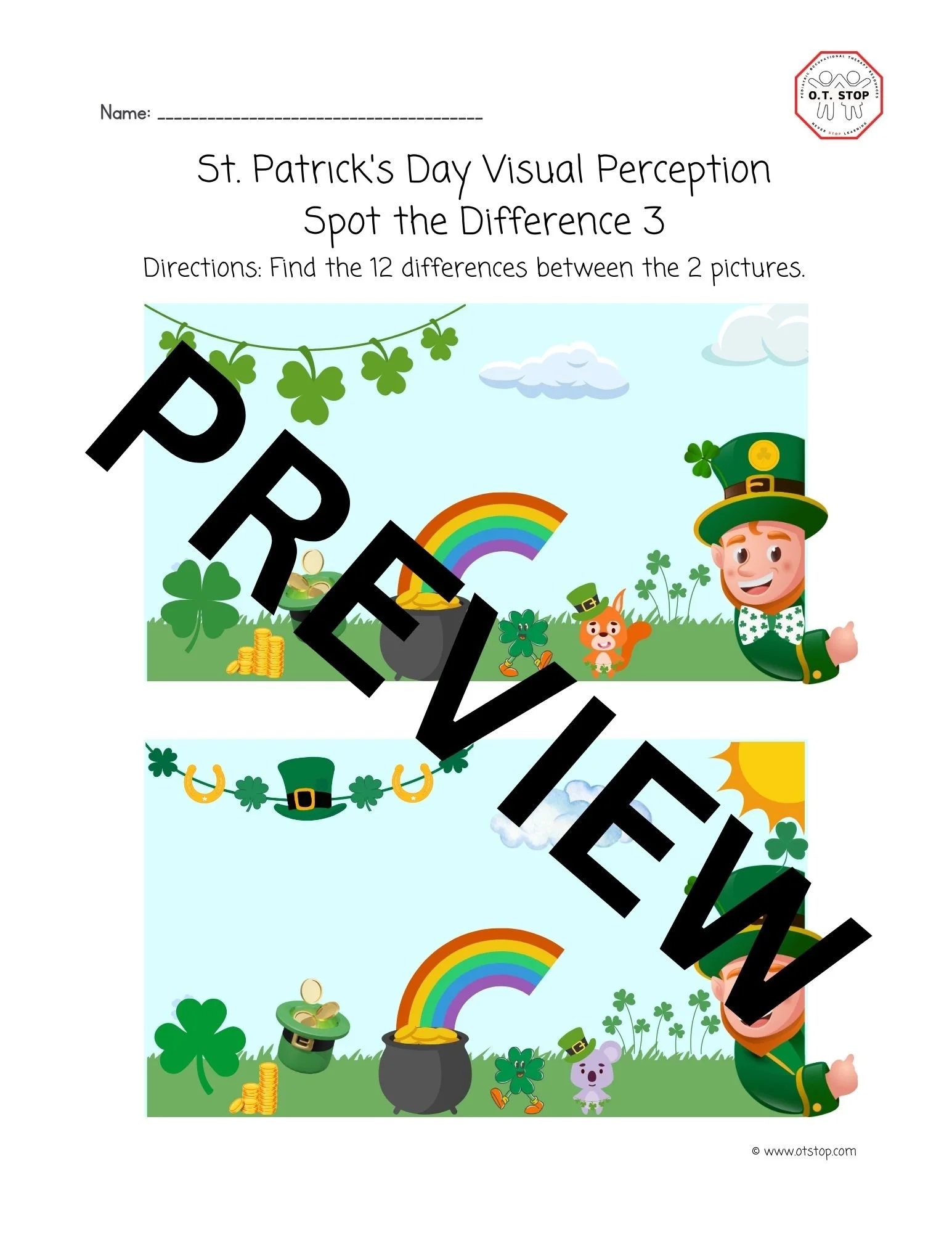 St. Patrick's Day Spot the Difference — O.T. Stop
